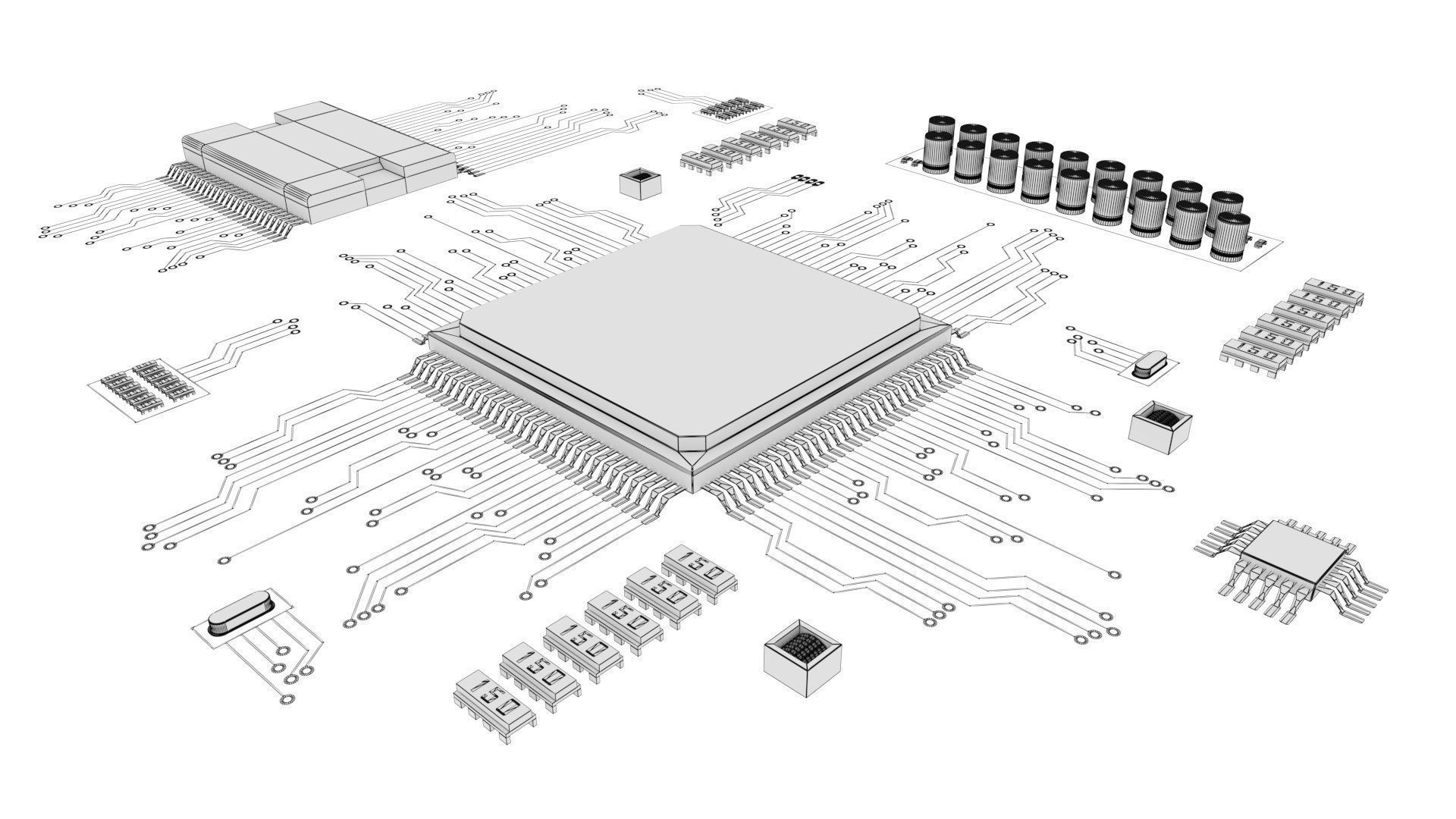 3D model Motherboard Chips and Components VR / AR / low-poly | CGTrader