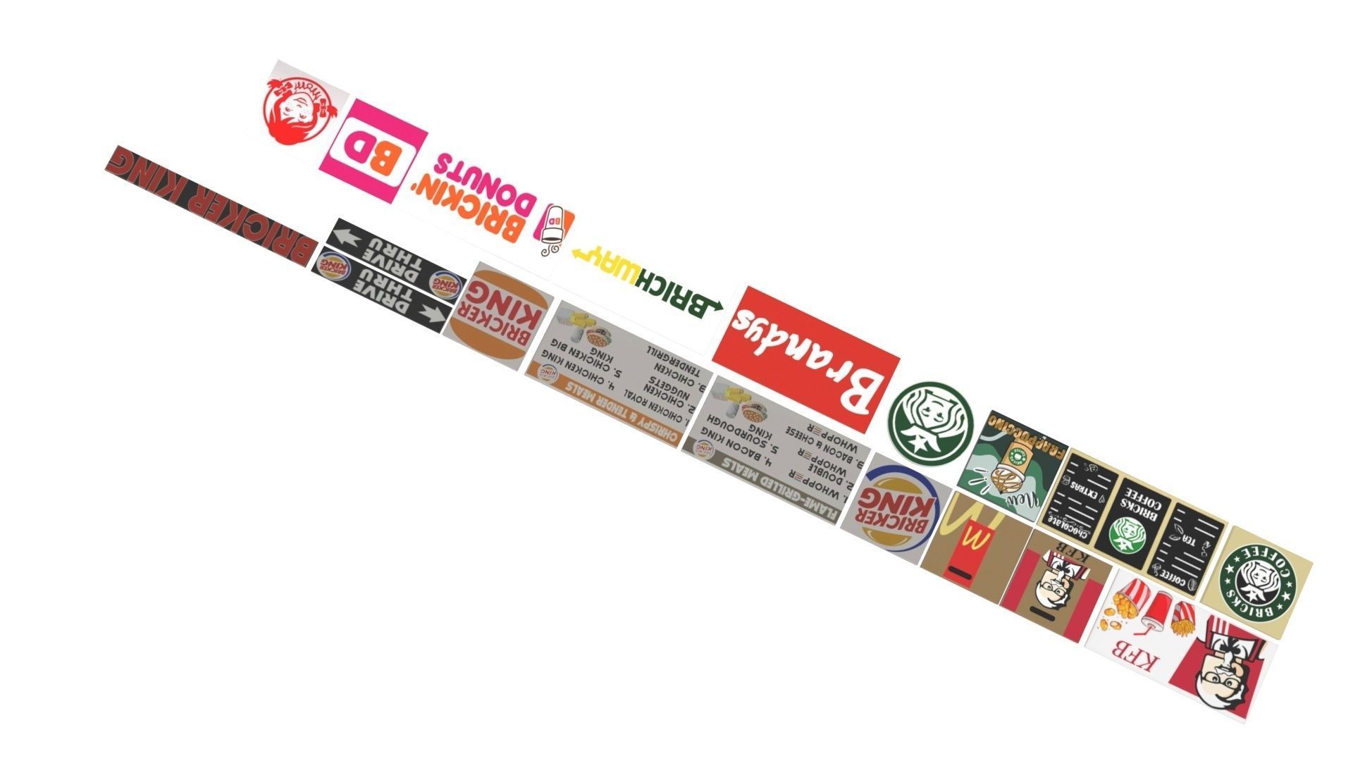 Fast Food Places Lego Tiles Set 3D model | CGTrader