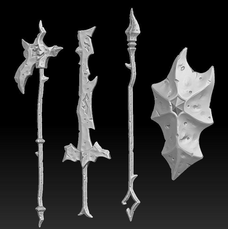 Stylized undead weapons 3d print 3D model 3D printable | CGTrader