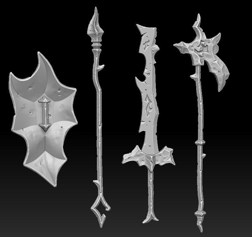 Stylized undead weapons 3d print 3D model 3D printable | CGTrader