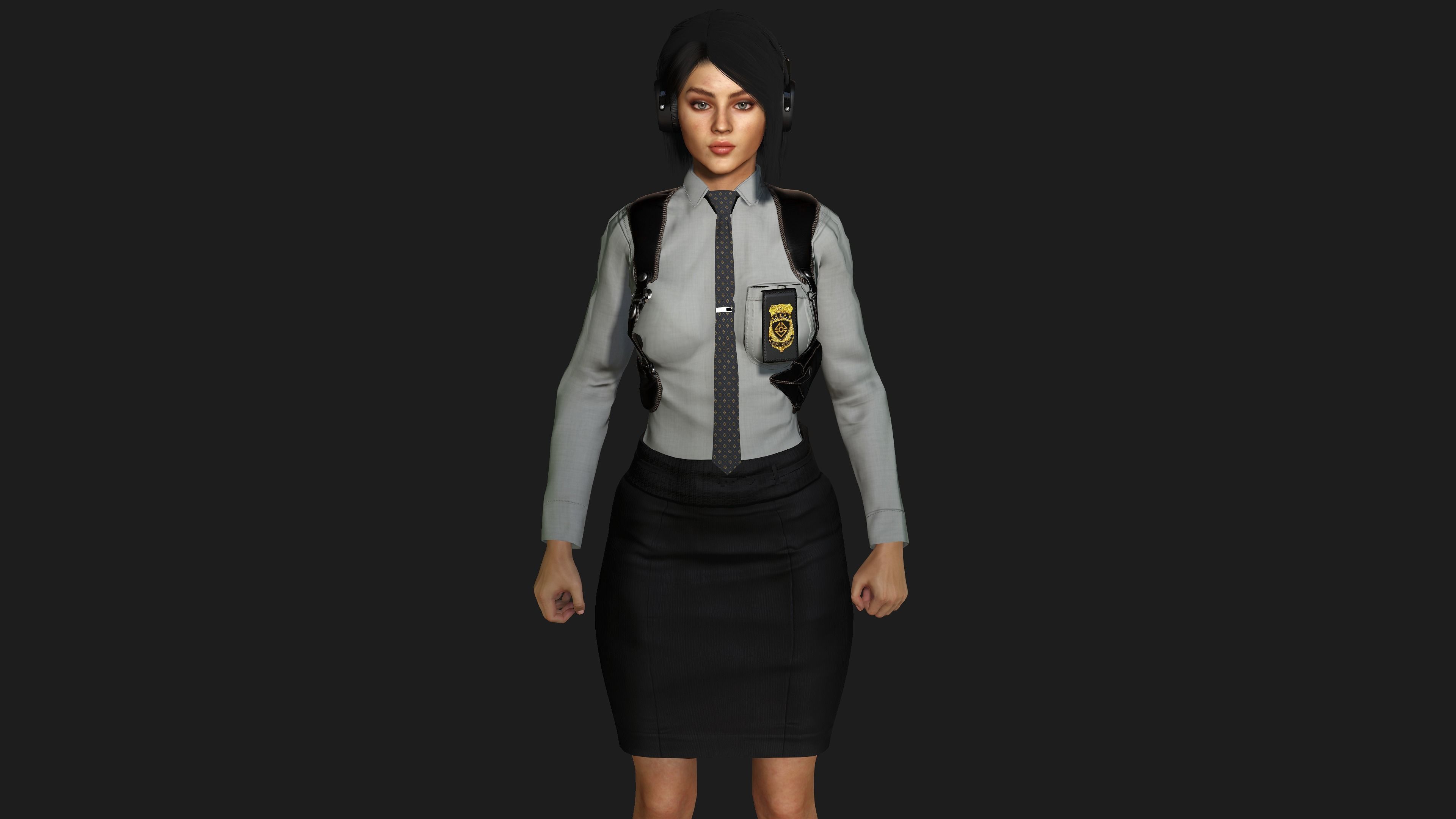 3D model AAA 3D POLICE WOMAN BADGE -REALISTIC RIGGED GAME READY ...