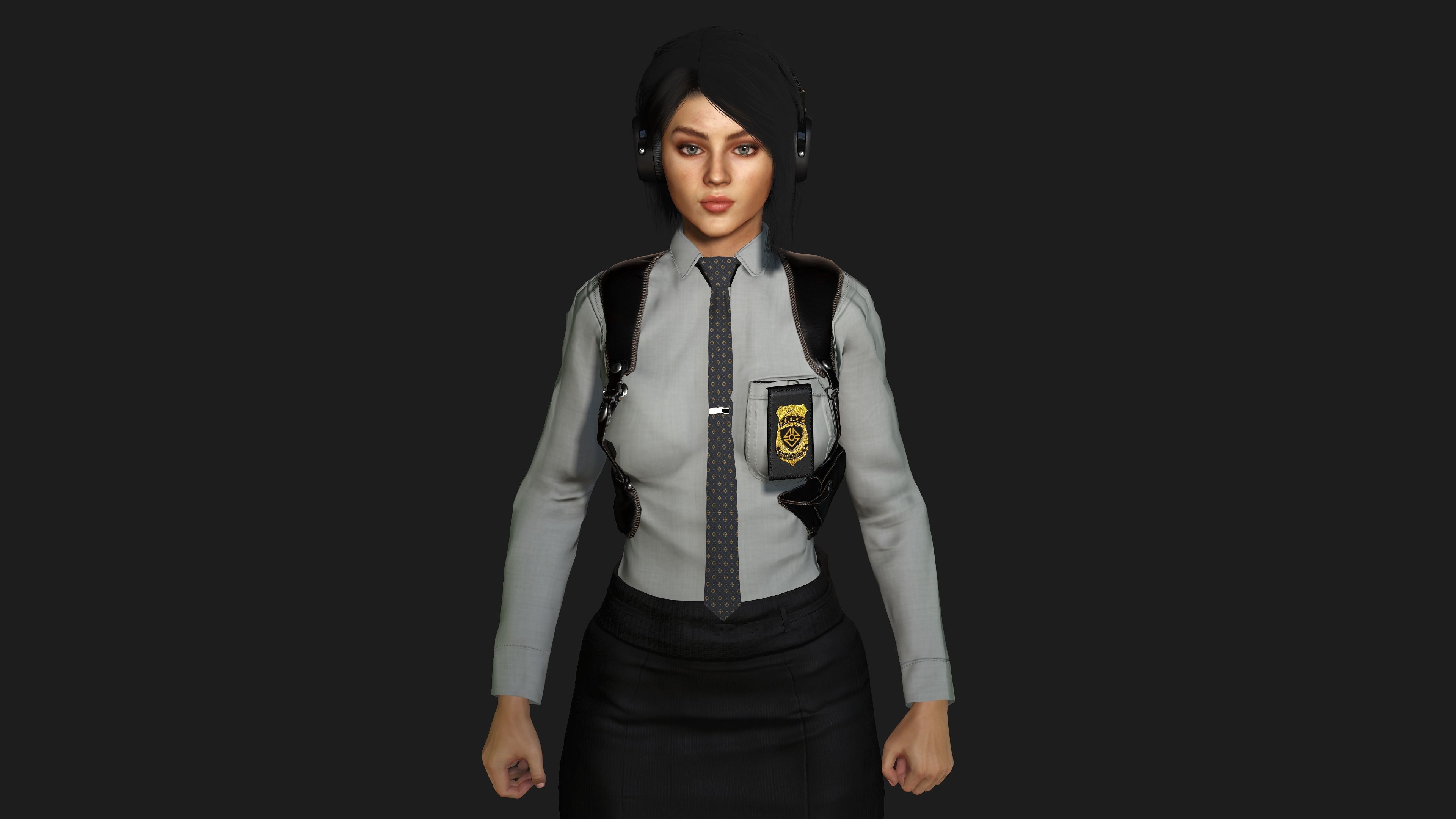 3D model AAA 3D POLICE WOMAN BADGE -REALISTIC RIGGED GAME READY ...