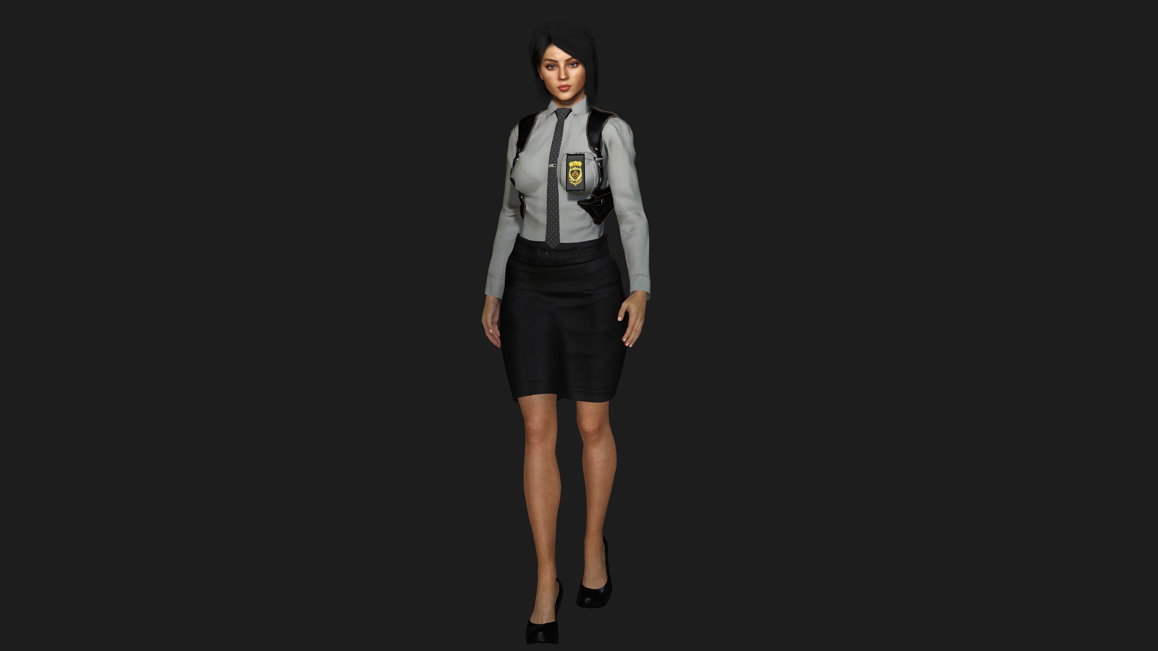 3D model AAA 3D POLICE WOMAN BADGE -REALISTIC RIGGED GAME READY ...