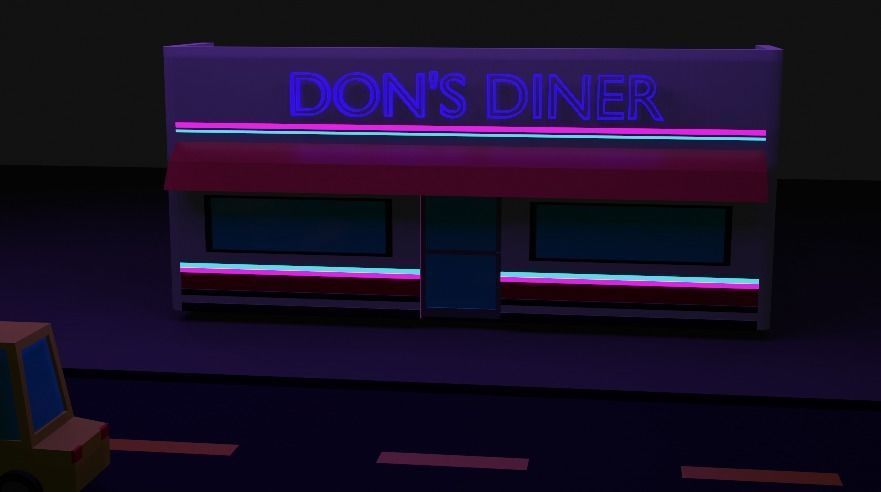 3D model Low-Poly 80s Diner - Retro VR / AR / low-poly | CGTrader