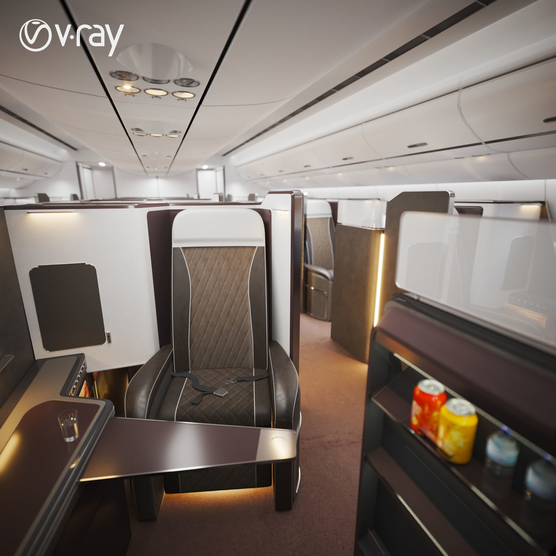 modern airplane Interior 3D Model Vray Fstorm 3D model | CGTrader