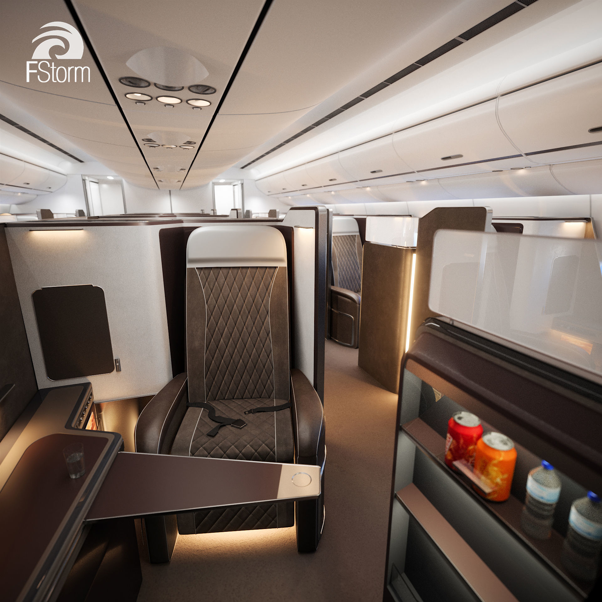 modern airplane Interior 3D Model Vray Fstorm 3D model | CGTrader