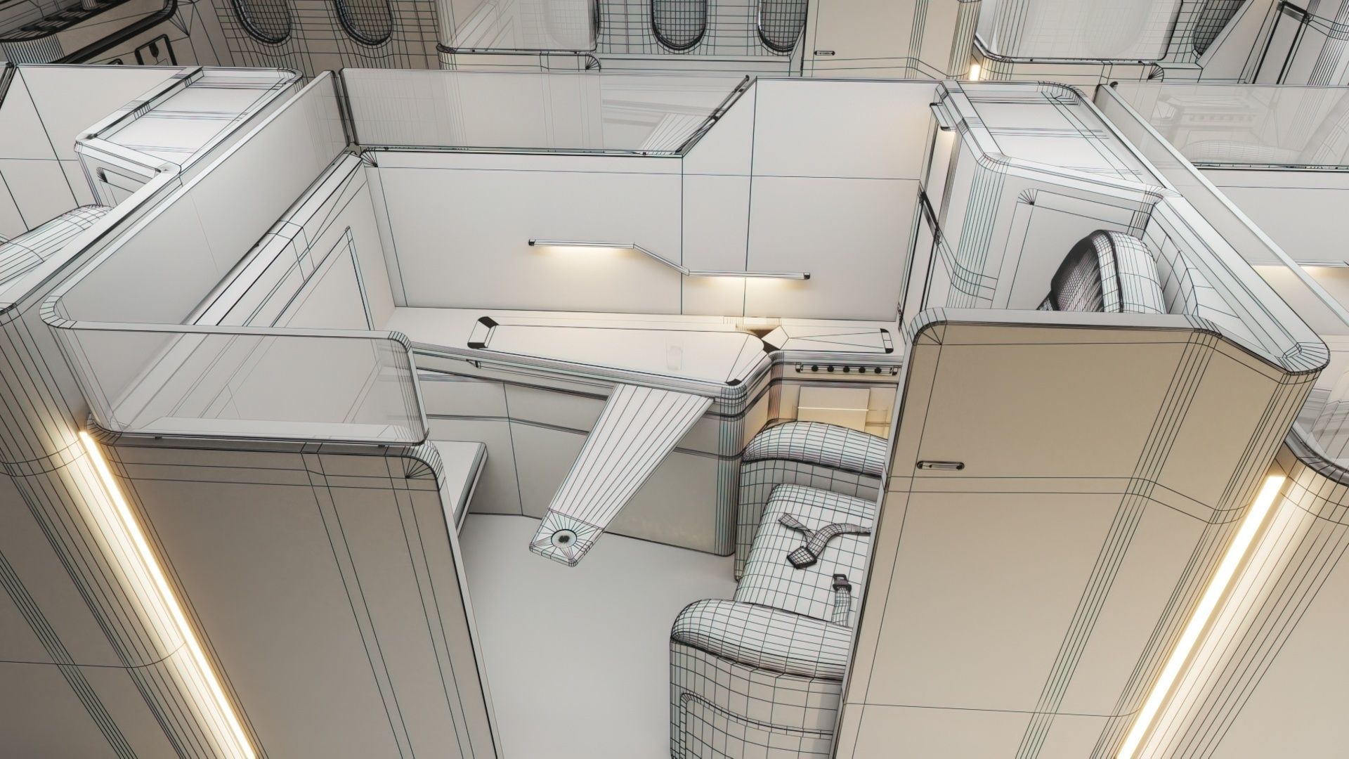 modern airplane Interior 3D Model Vray Fstorm 3D model | CGTrader