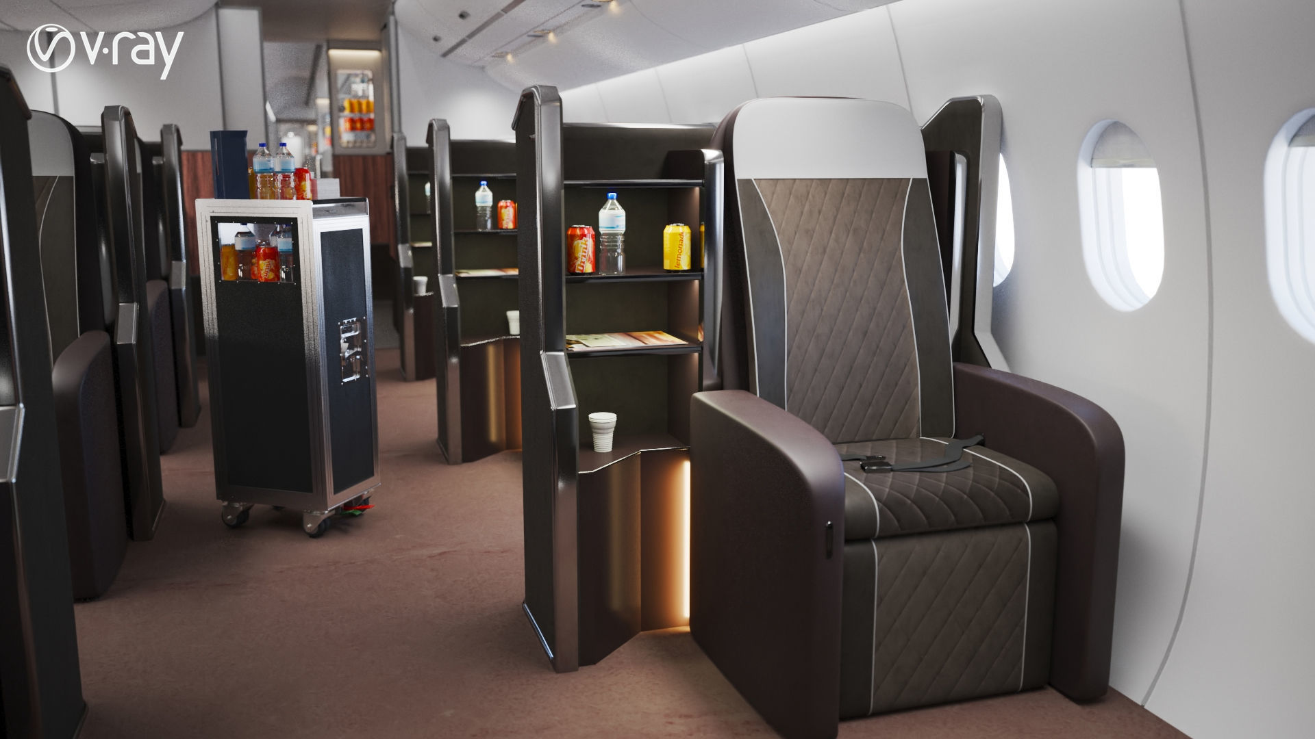 modern airplane Interior 3D Model Vray Fstorm 3D model | CGTrader