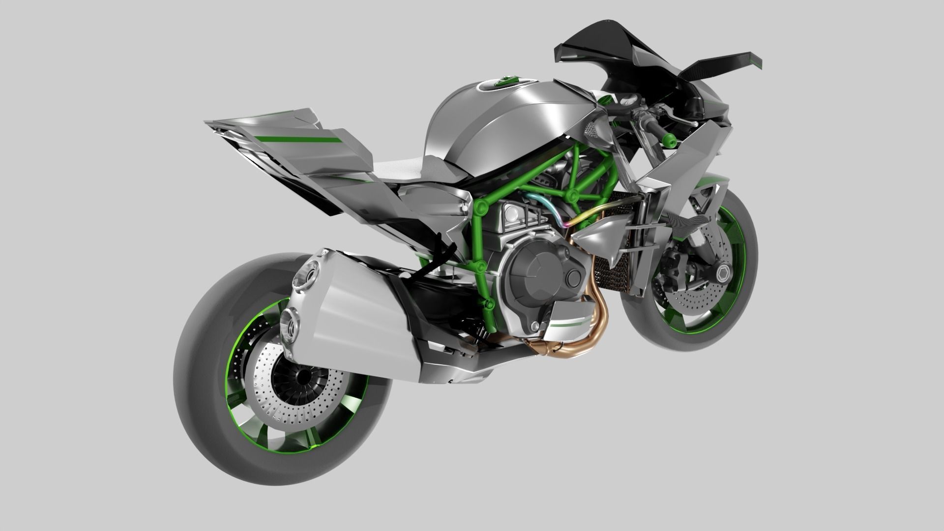 Kawasaki Ninja H2R - Supersport Racing Motorcycle 3D model | CGTrader