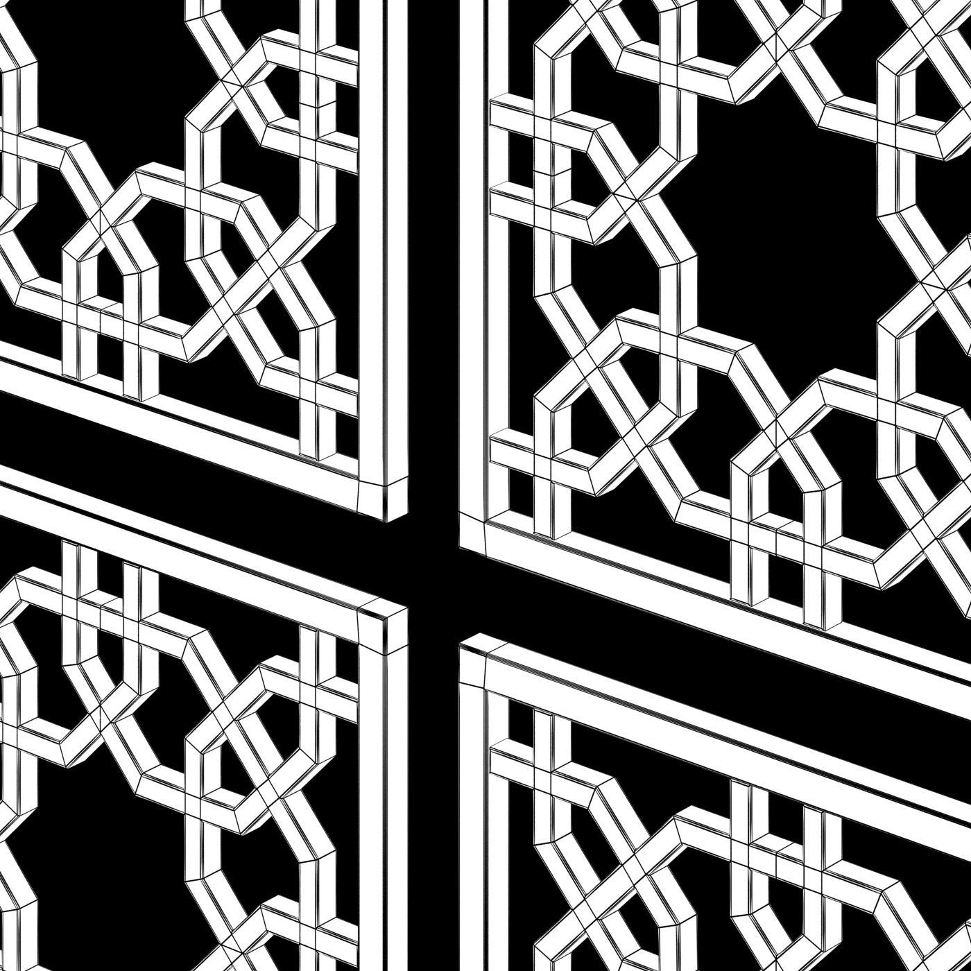 Arabic Islamic pattern decorative gold plaster 3D model | CGTrader