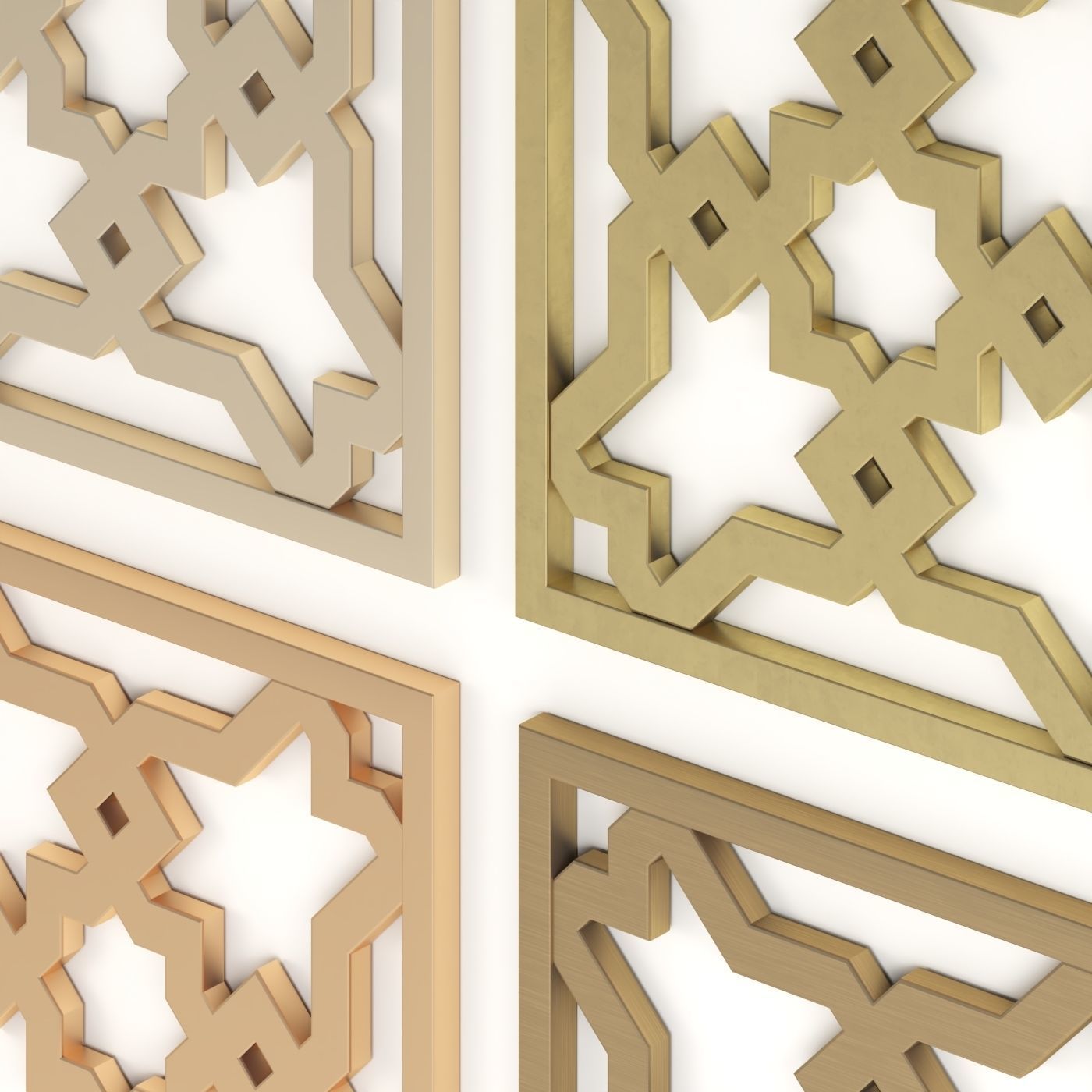 Arabic Islamic pattern decorative gold plaster free 3D model | CGTrader