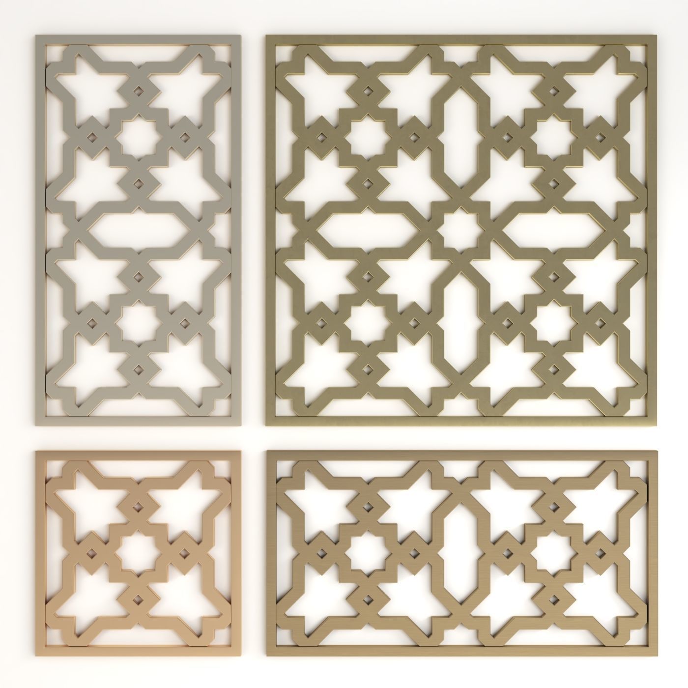 Arabic Islamic pattern decorative gold plaster free 3D model | CGTrader