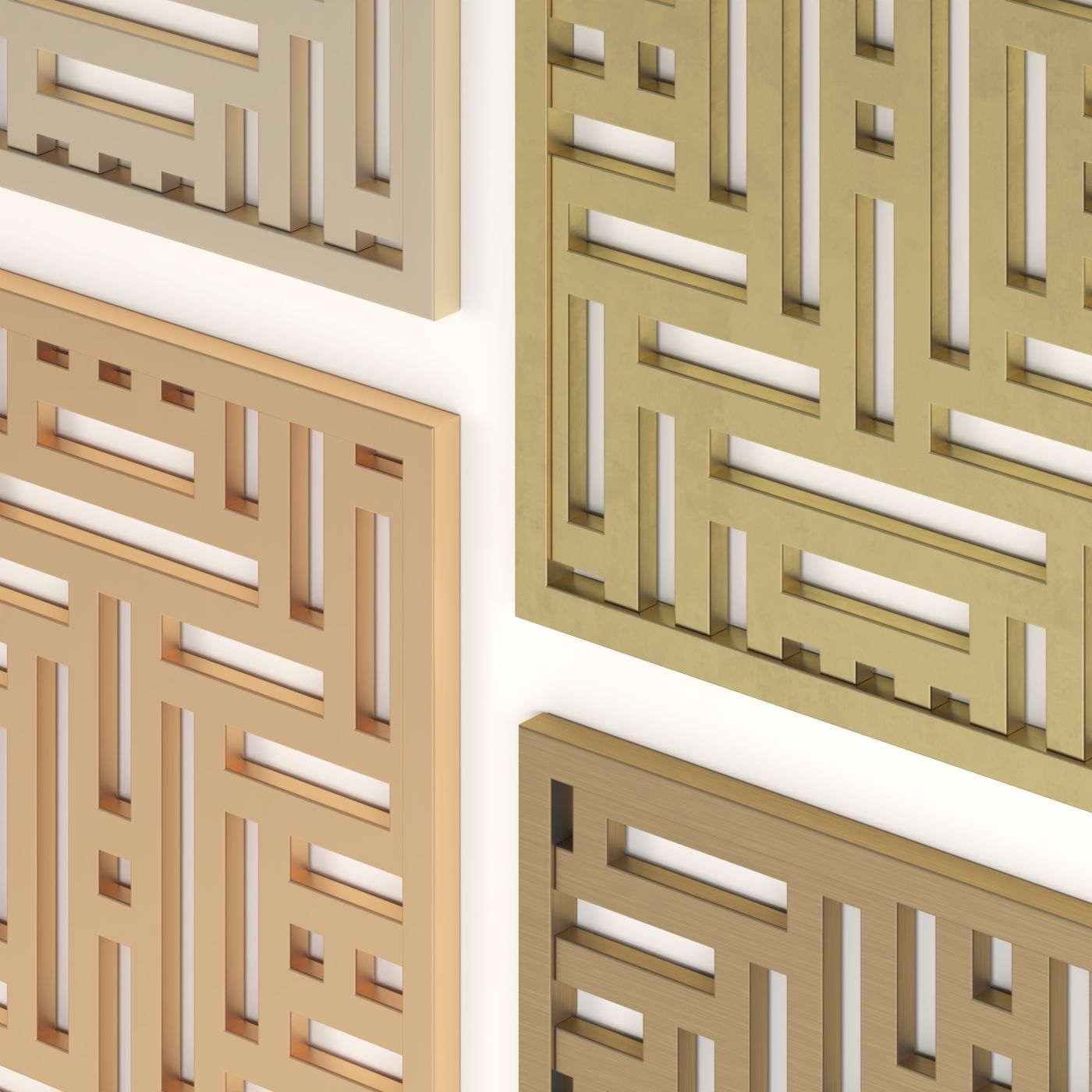 Arabic Islamic pattern decorative gold plaster 3D model | CGTrader