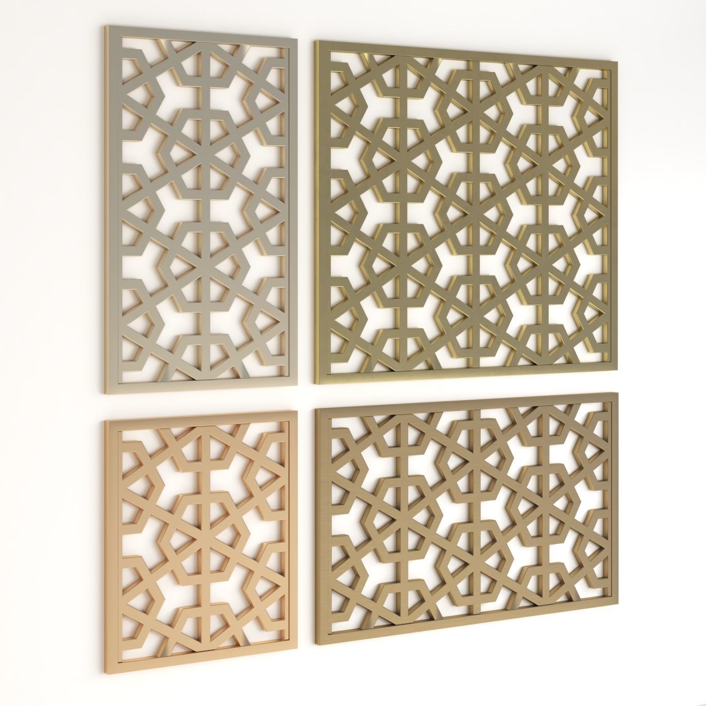 Arabic Islamic pattern decorative gold plaster 3D model | CGTrader