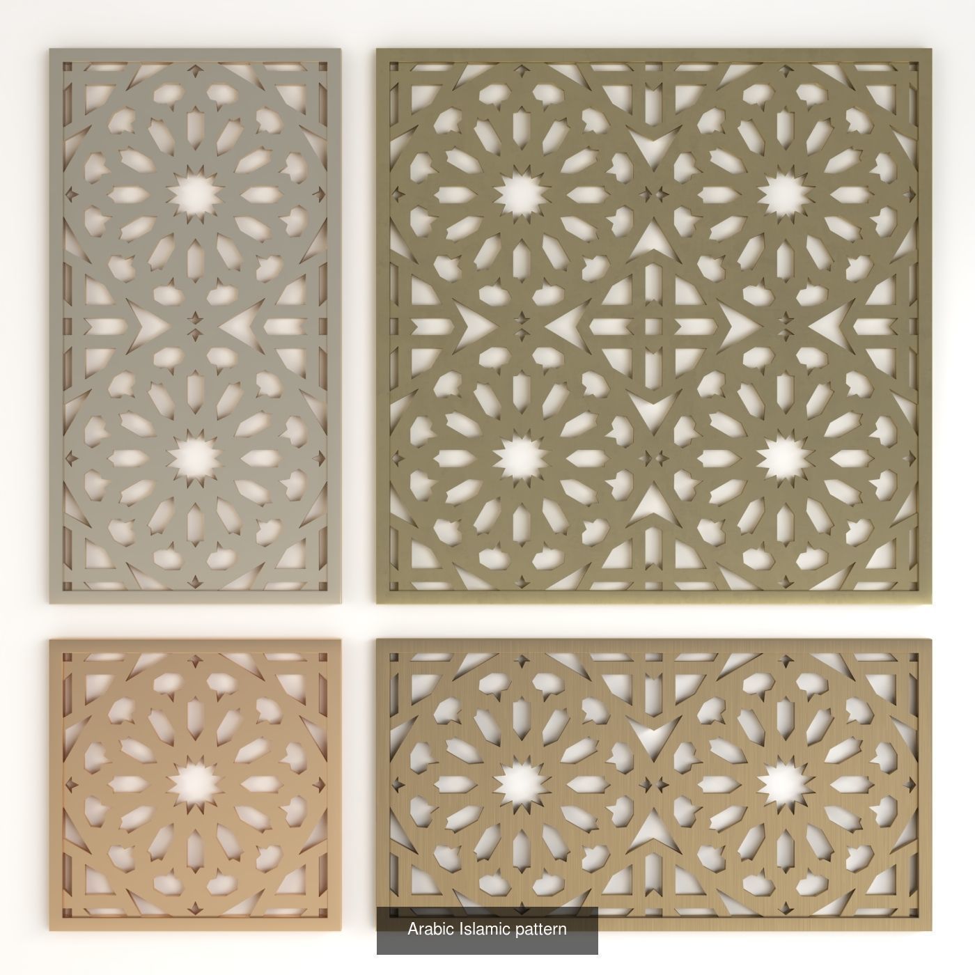 Arabic Islamic pattern decorative gold plaster 1 3D Model Collection ...