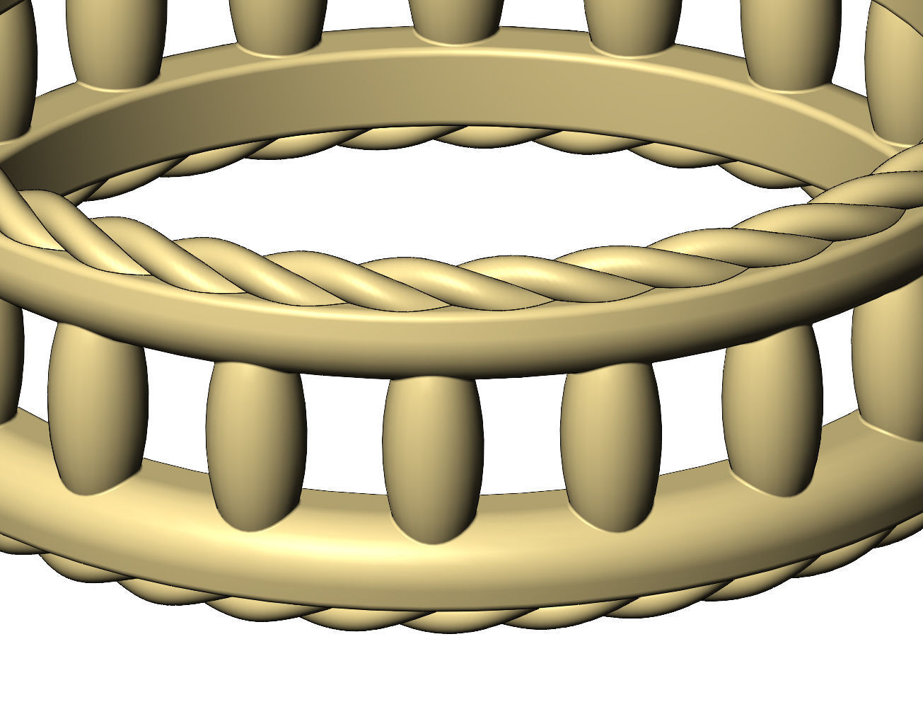 Braided rope sides pins band US sizes 7 8 9 3D model 3D printable ...