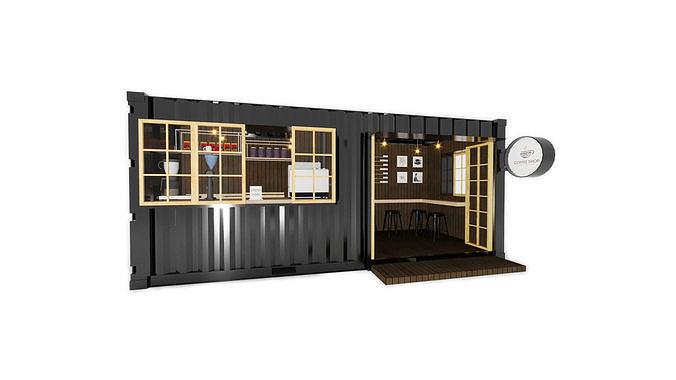 Container coffeeshop 20ft 3D model | CGTrader