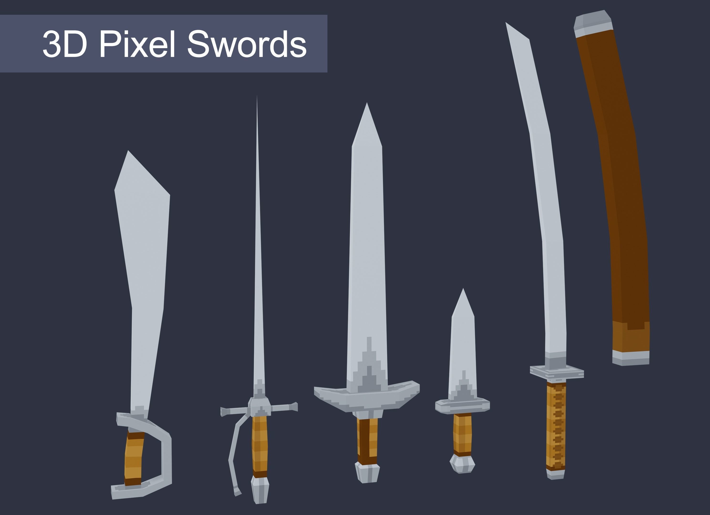3D Pixel Swords free VR / AR / low-poly 3D model | CGTrader