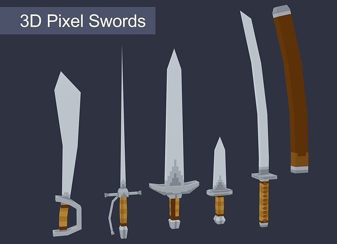 3D Pixel Swords free VR / AR / low-poly 3D model | CGTrader