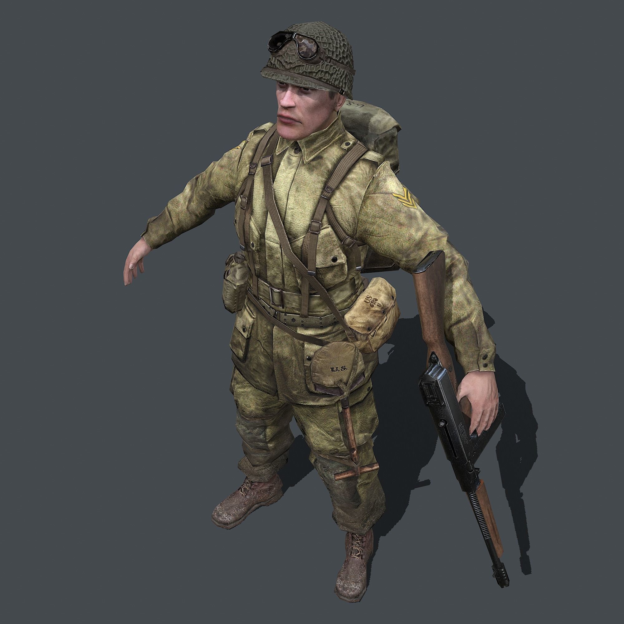 3D model American WWII Soldier VR / AR / low-poly | CGTrader