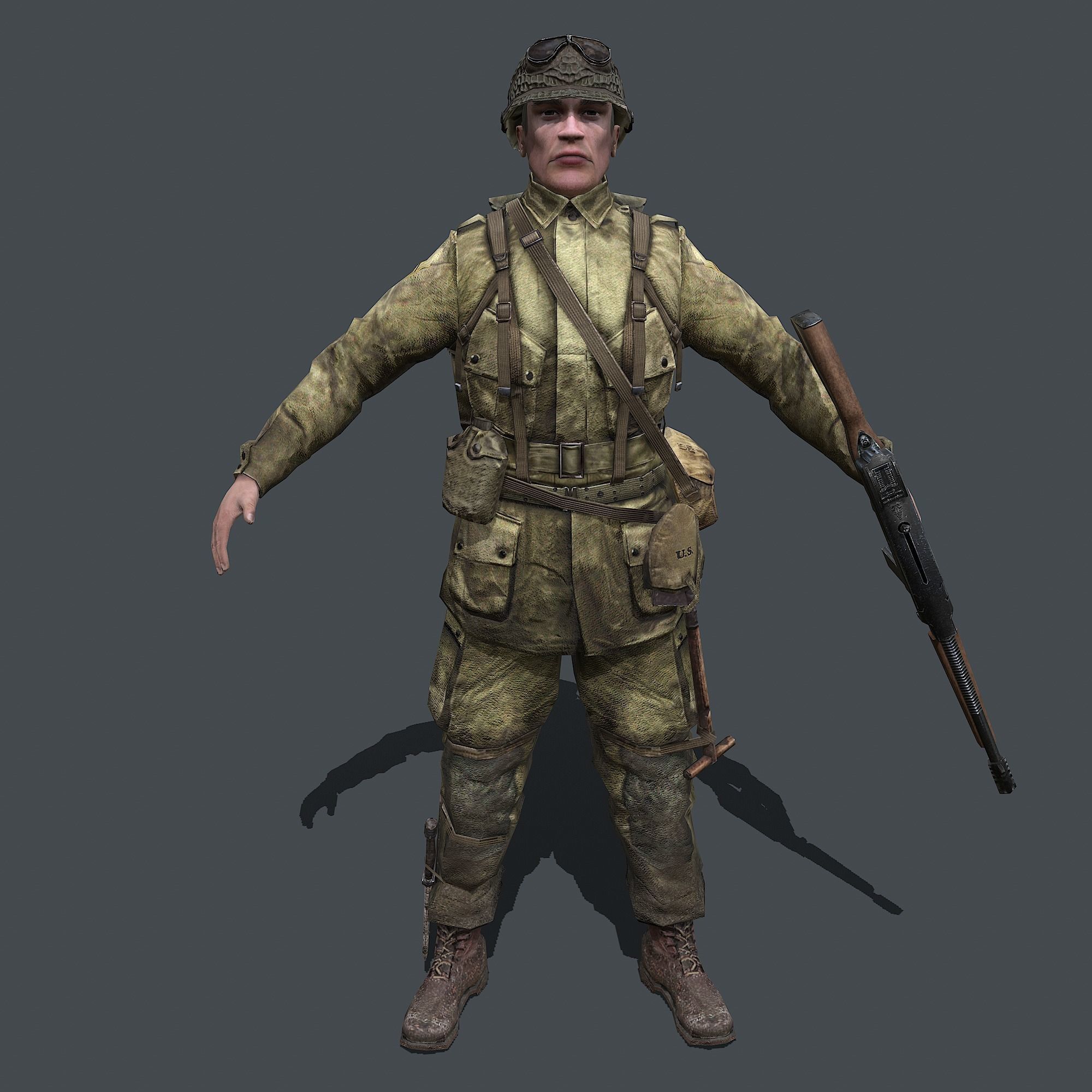 3D model American WWII Soldier VR / AR / low-poly | CGTrader