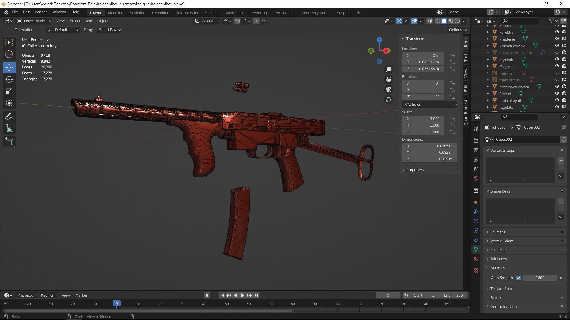 3D model PPK 1942 Kalashnikov Submachine Gun VR / AR / low-poly | CGTrader