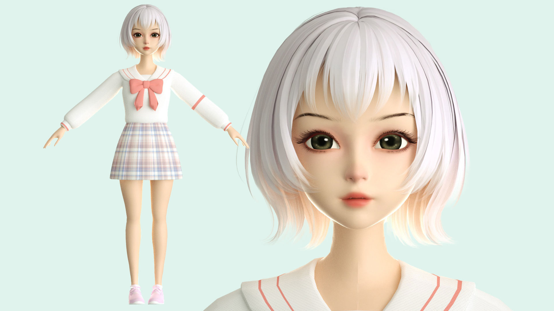 Cartoon JK Girl Girl Student IP C4d 3D model | CGTrader