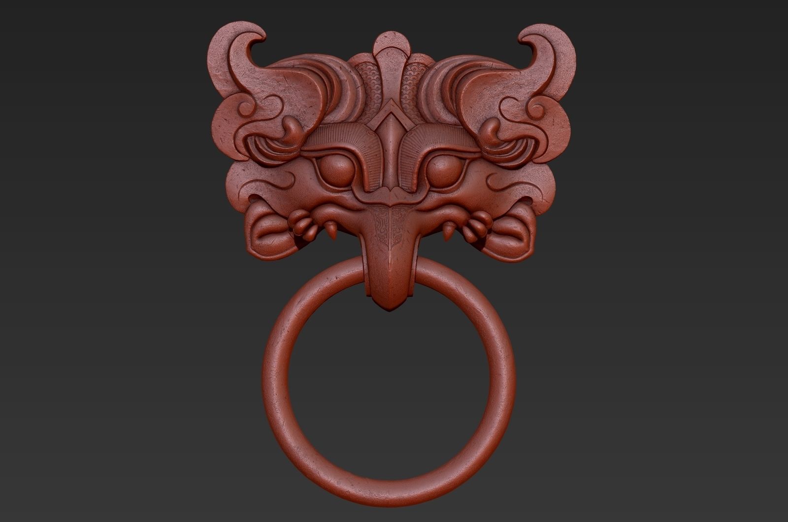 Ancient Chinese Bronze mythical beast Door Knocker high model 3D model ...