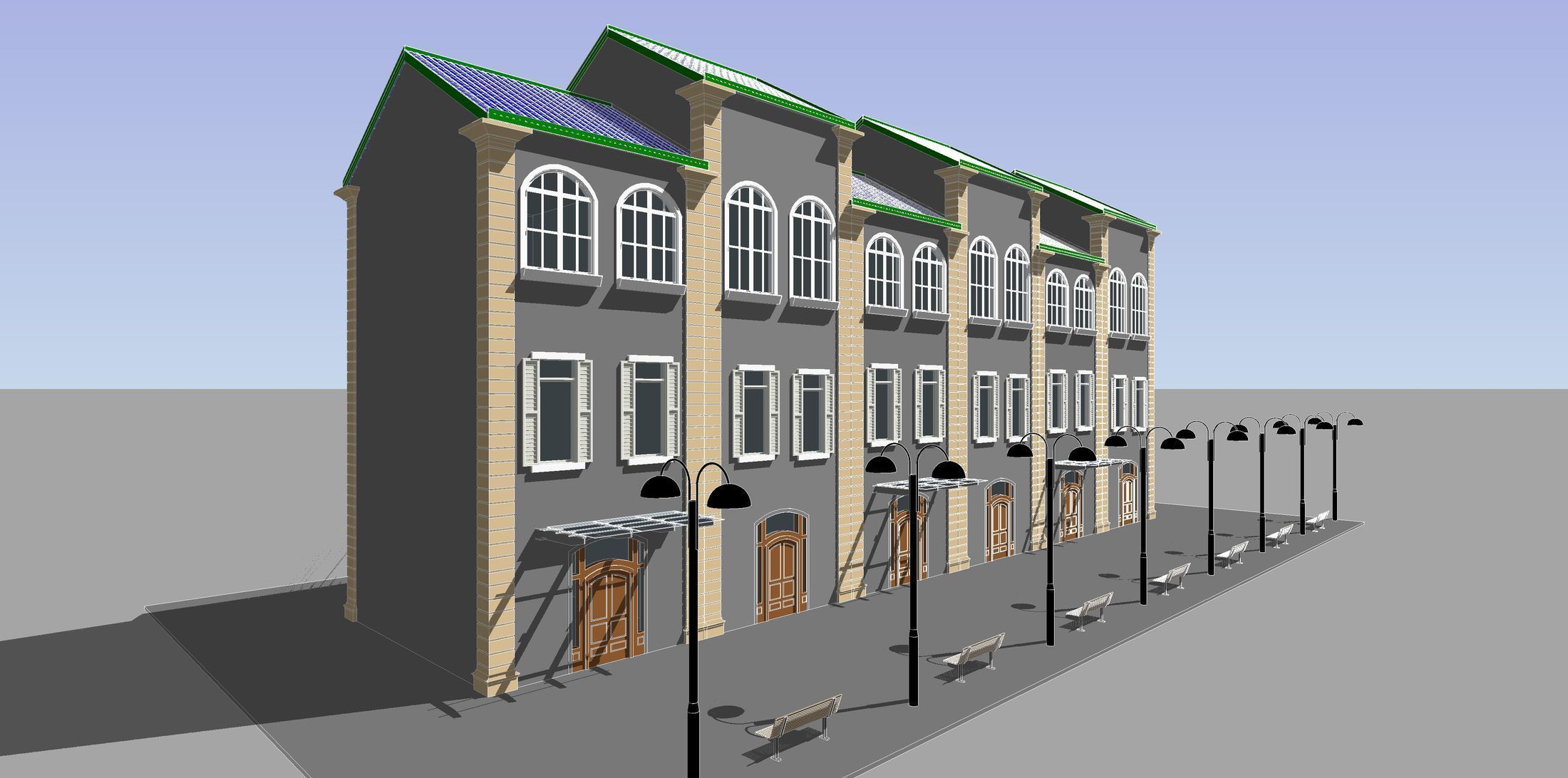 Retro row house by REVIT 3D model | CGTrader
