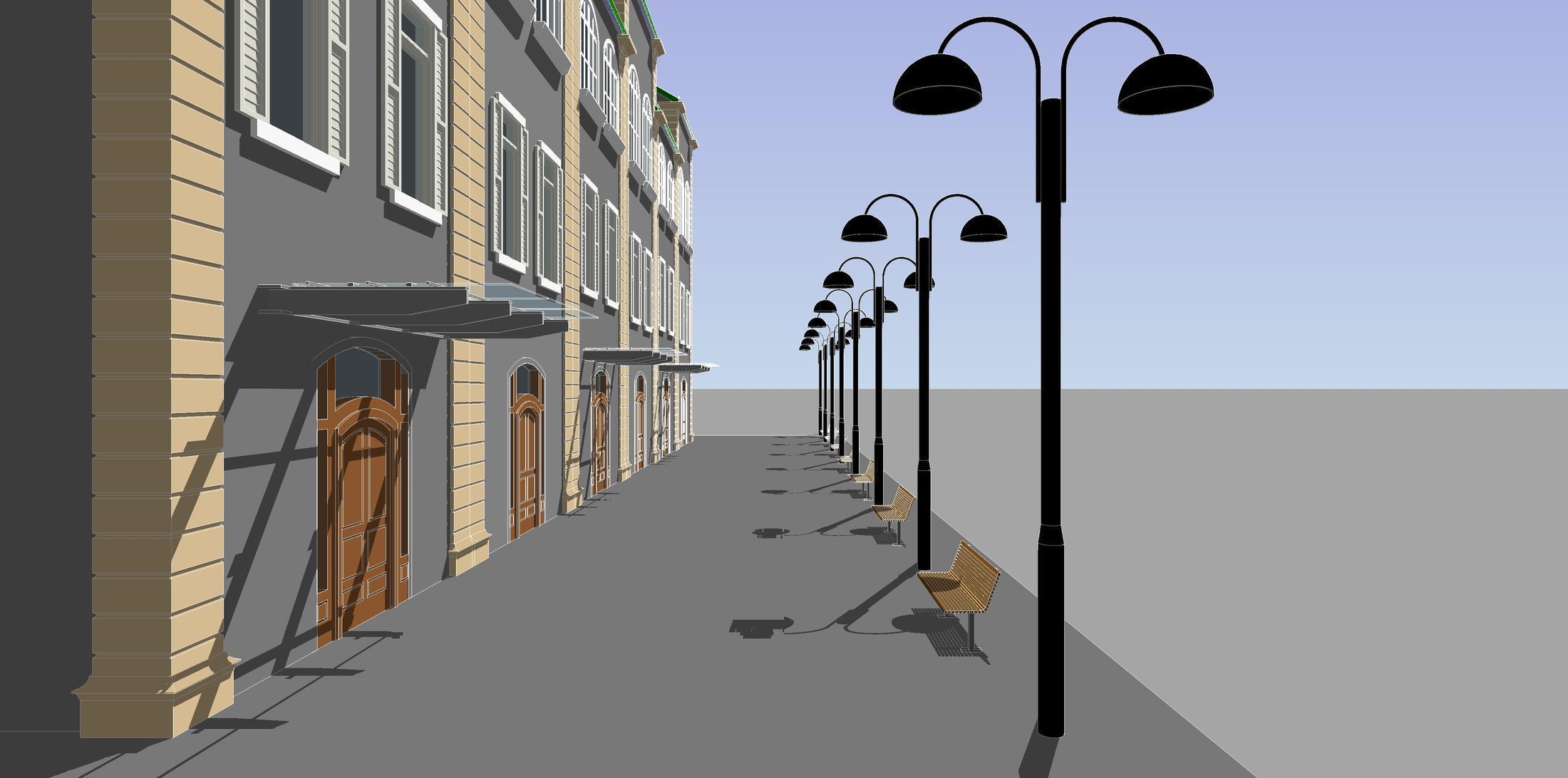 Retro row house by REVIT 3D model | CGTrader