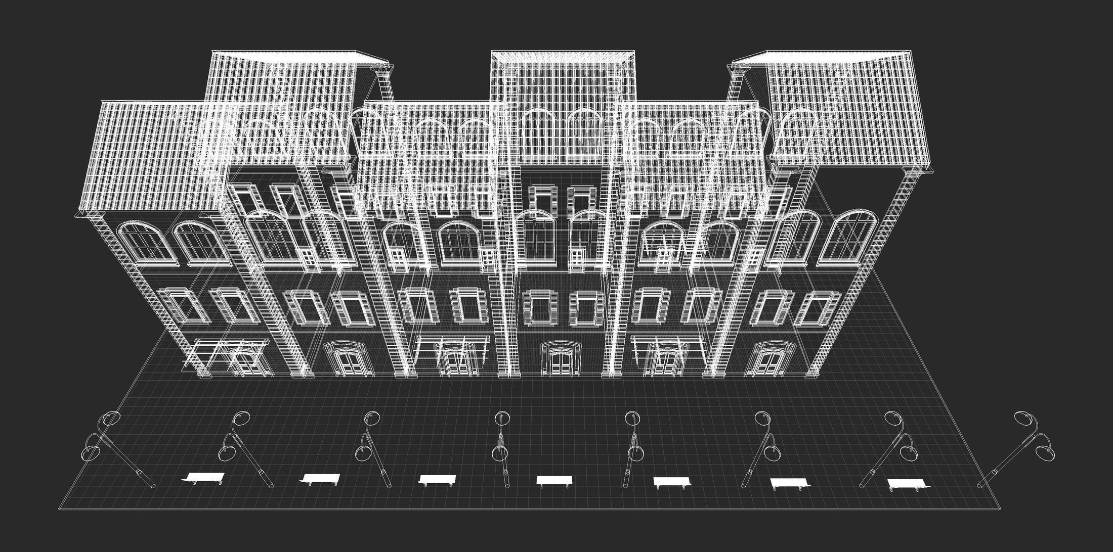 Retro row house by REVIT 3D model | CGTrader