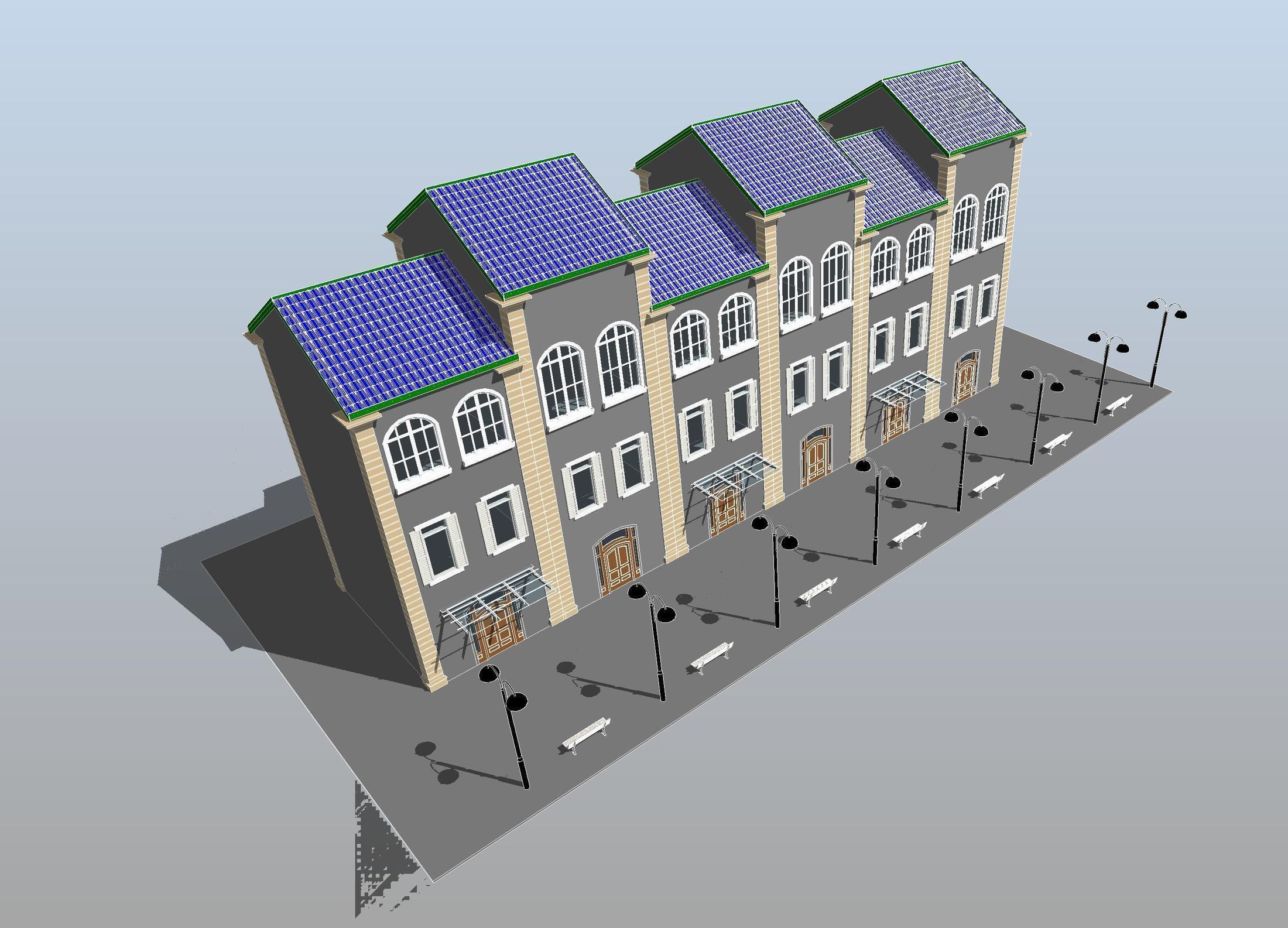 Retro row house by REVIT 3D model | CGTrader