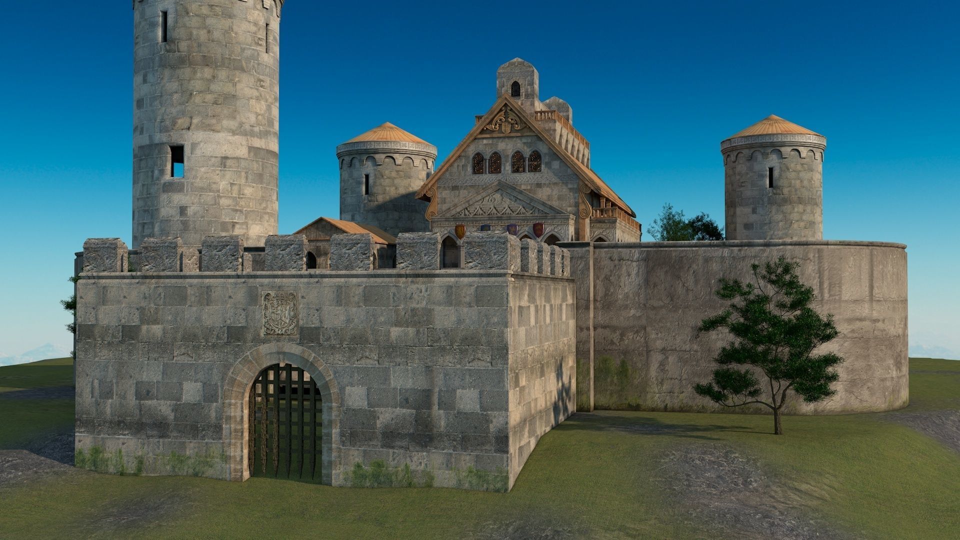 3D model medieval castle VR / AR / low-poly | CGTrader