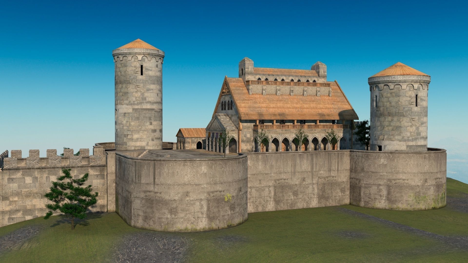 3D model medieval castle VR / AR / low-poly | CGTrader