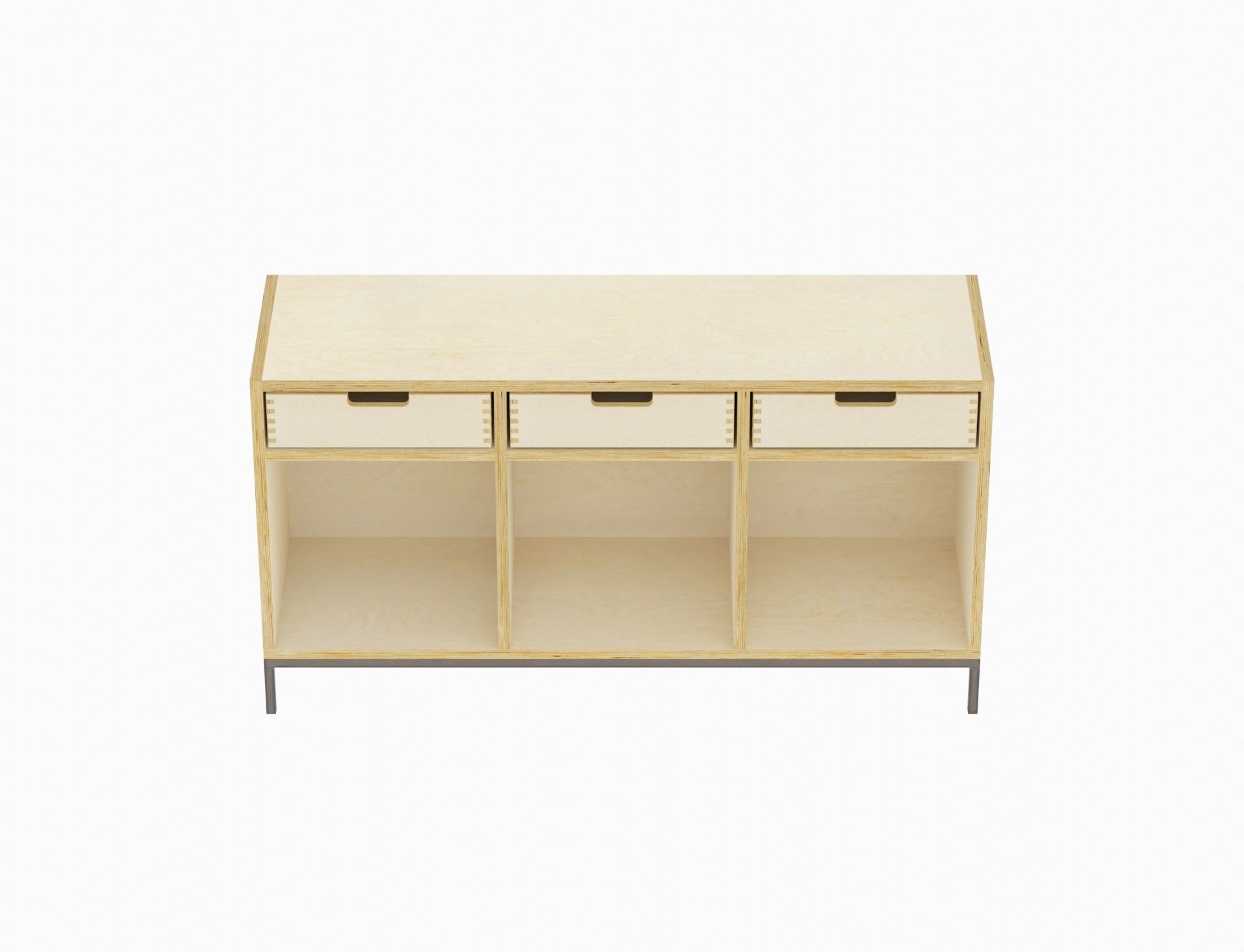 3D model Low-Poly White Birch Plywood Record Shelf VR / AR / low-poly ...