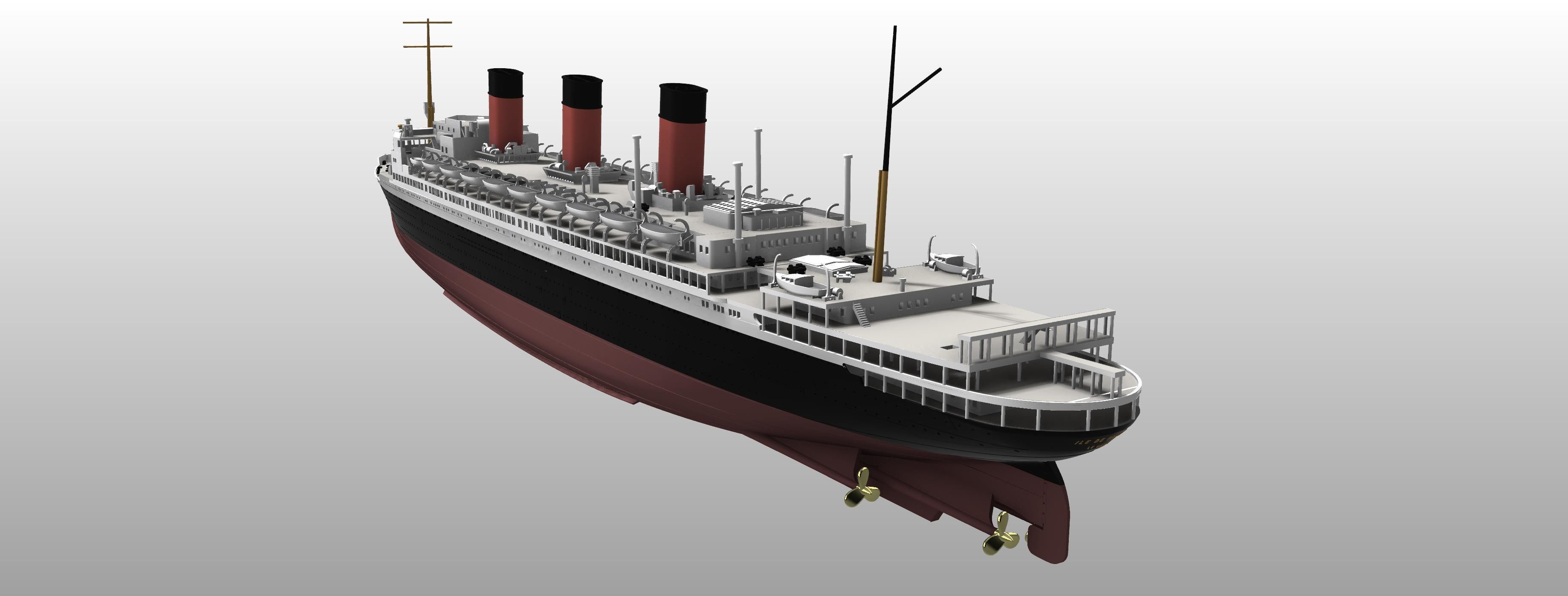 SS ILE DE FRANCE French ocean liner 1927 print ready model 3D model 3D ...