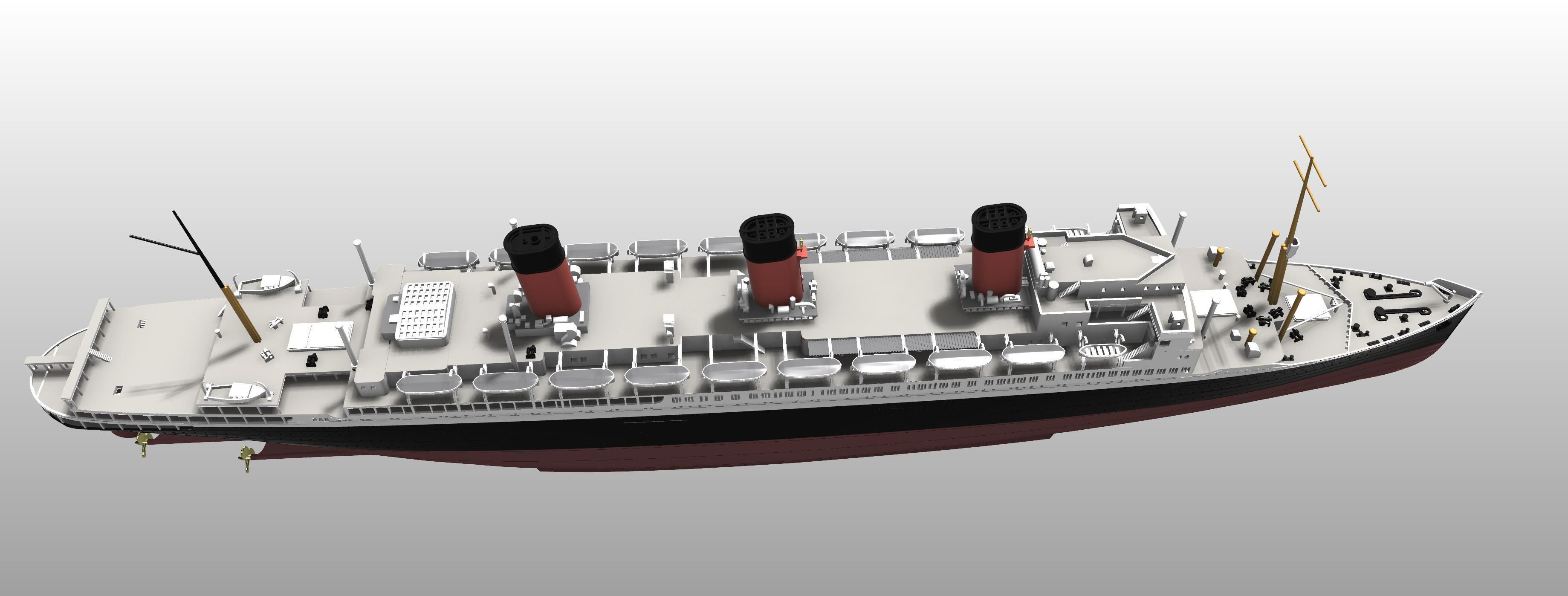 SS ILE DE FRANCE French ocean liner 1927 print ready model 3D model 3D ...