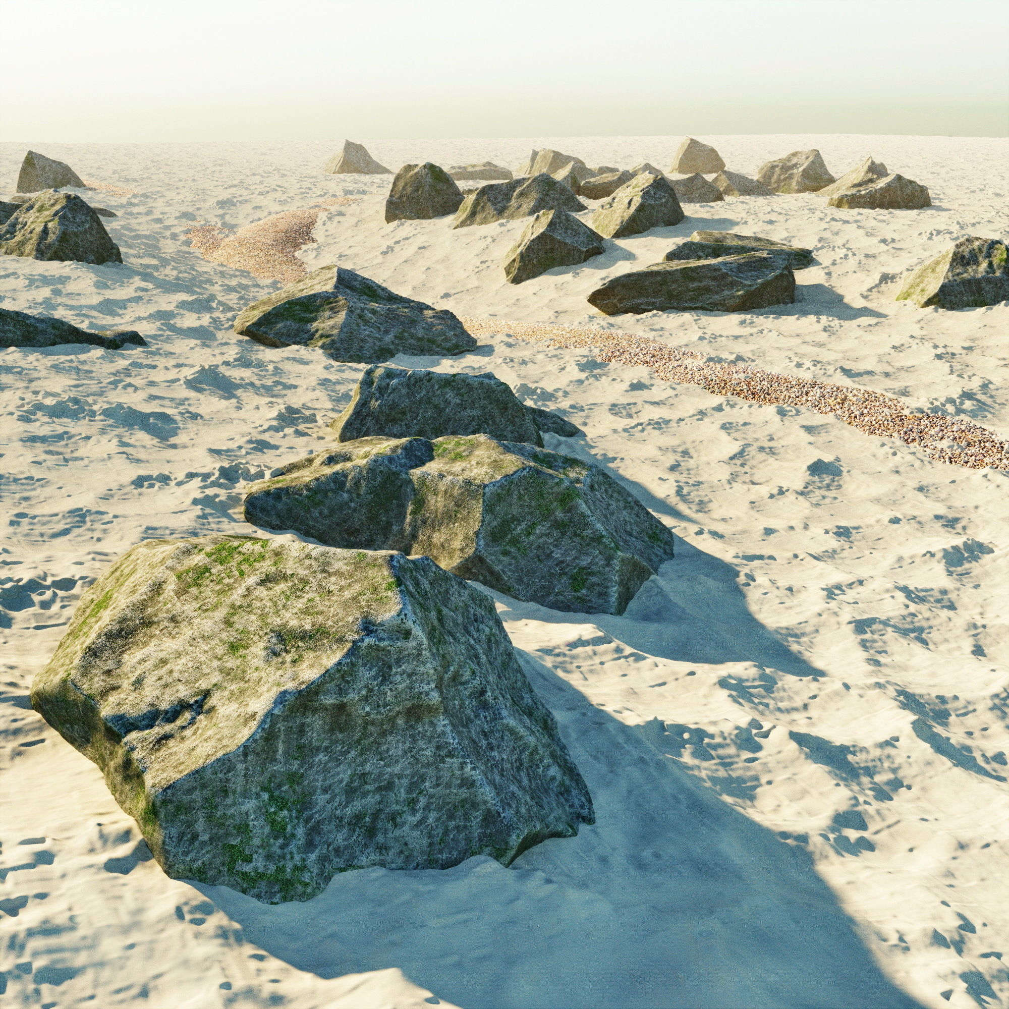 Rocks and sand vs Wood Log Slices 3D Model Collection | CGTrader