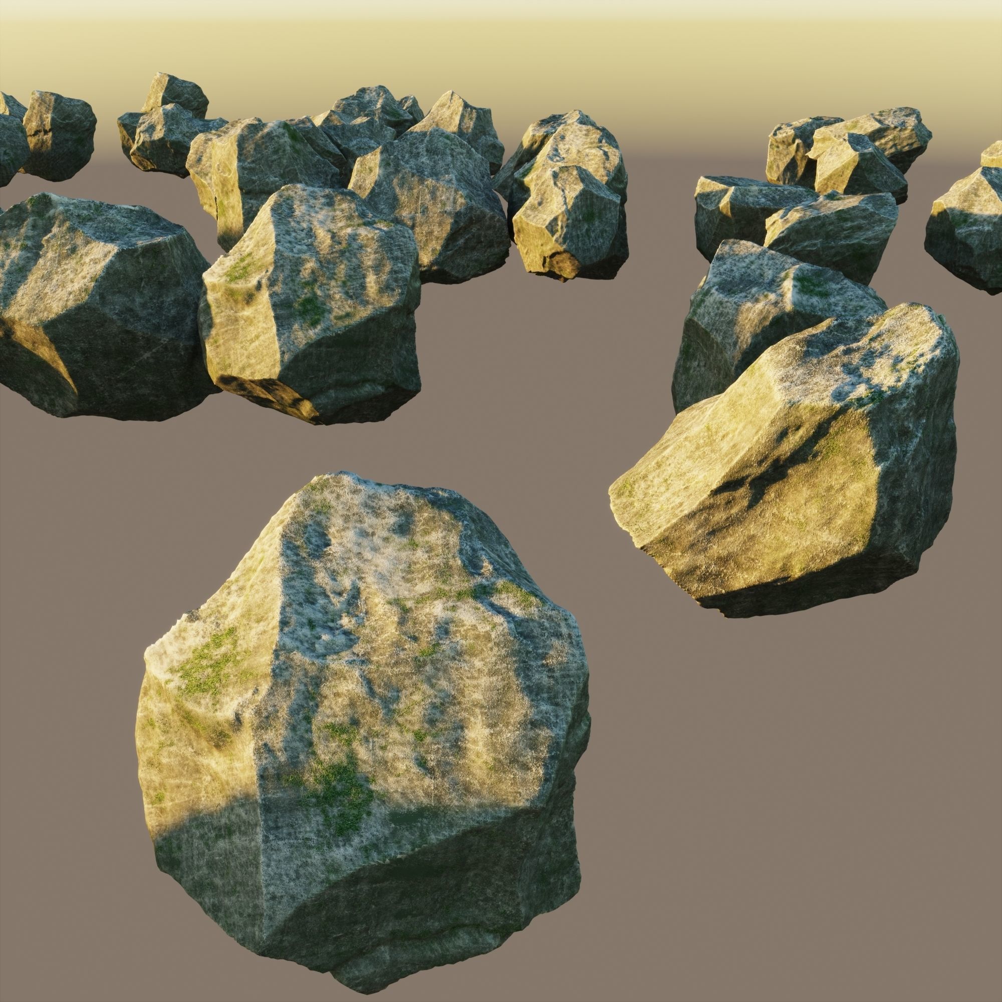 Rocks and sand vs Wood Log Slices 3D Model Collection | CGTrader