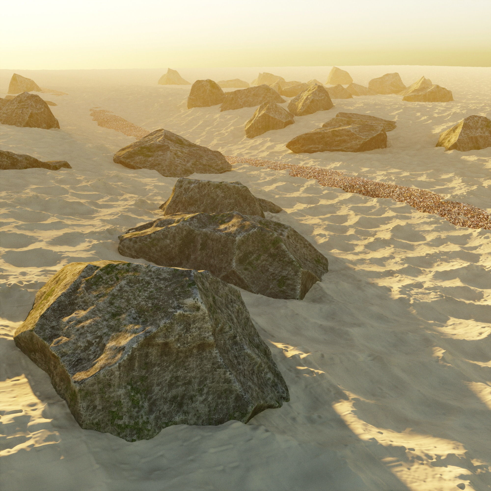 Rocks and sand vs Wood Log Slices 3D Model Collection | CGTrader