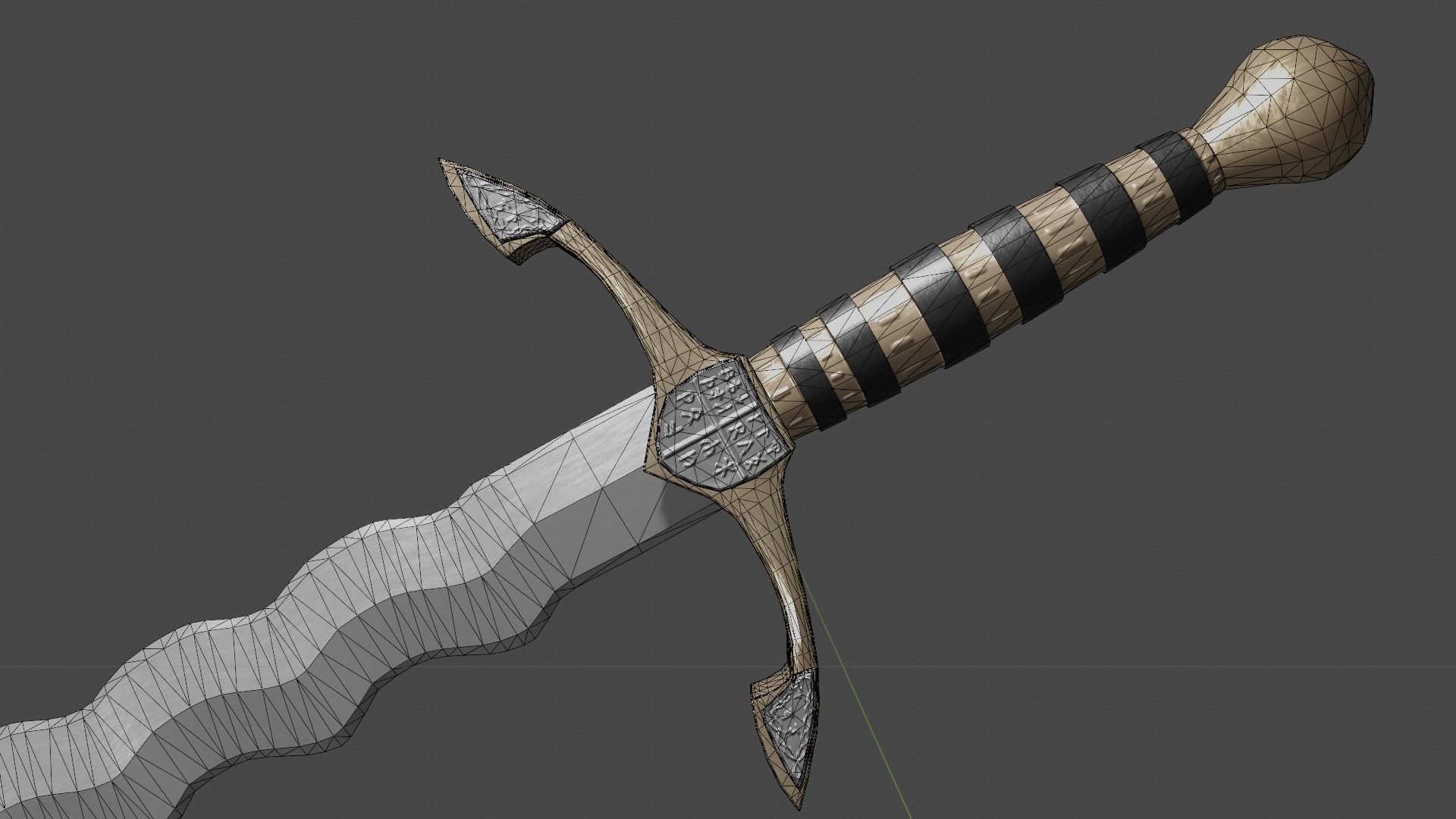 3D model Flamberge sword with Excalibur handle VR / AR / low-poly ...