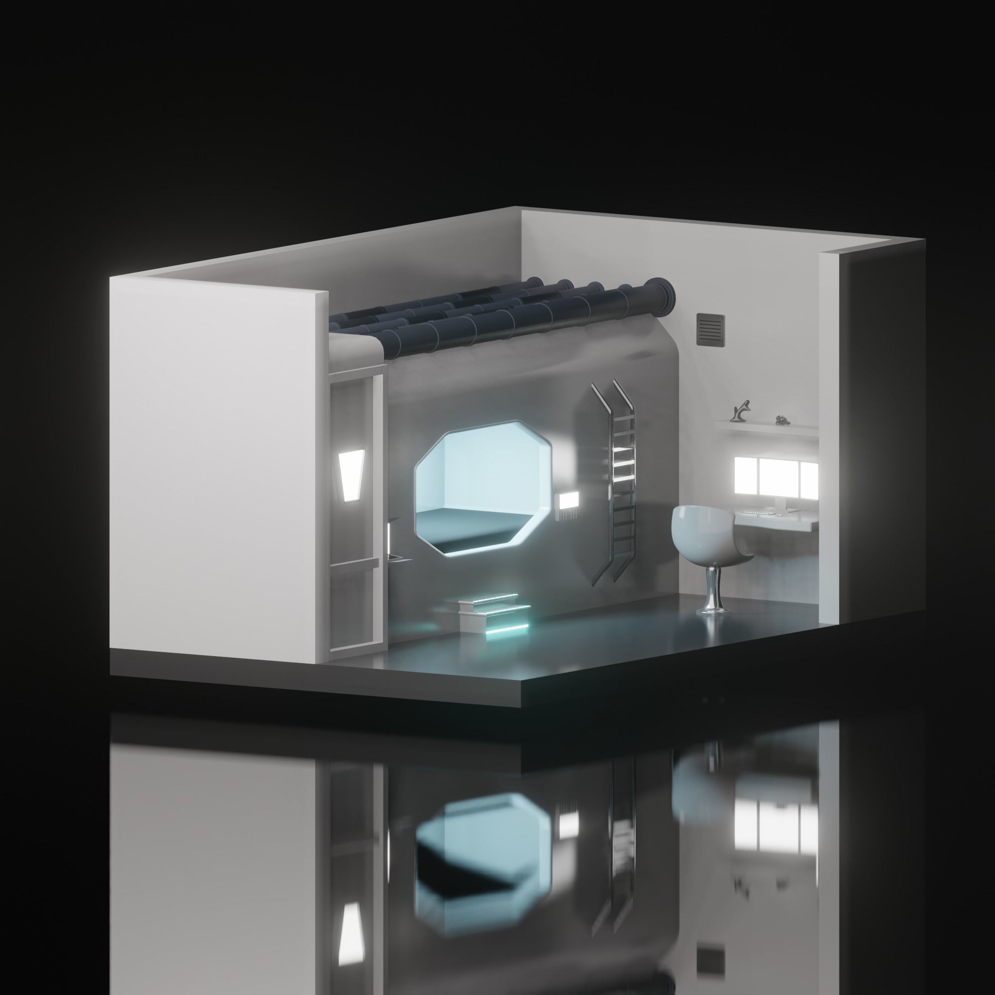 Low Poly Sci-fi Room free VR / AR / low-poly 3D model | CGTrader