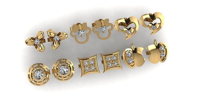 Earrings 3D model 3D printable | CGTrader