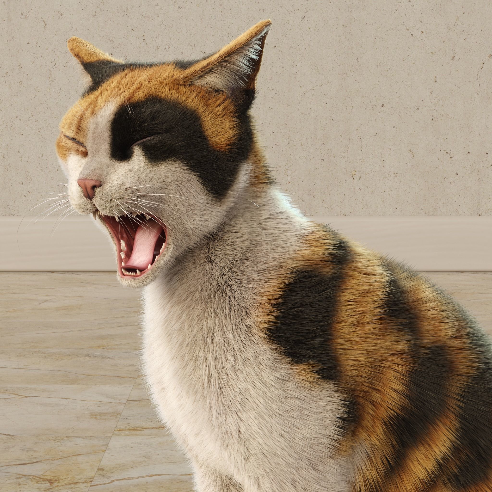 Cat Calico Rigged Animated 3D model animated rigged | CGTrader