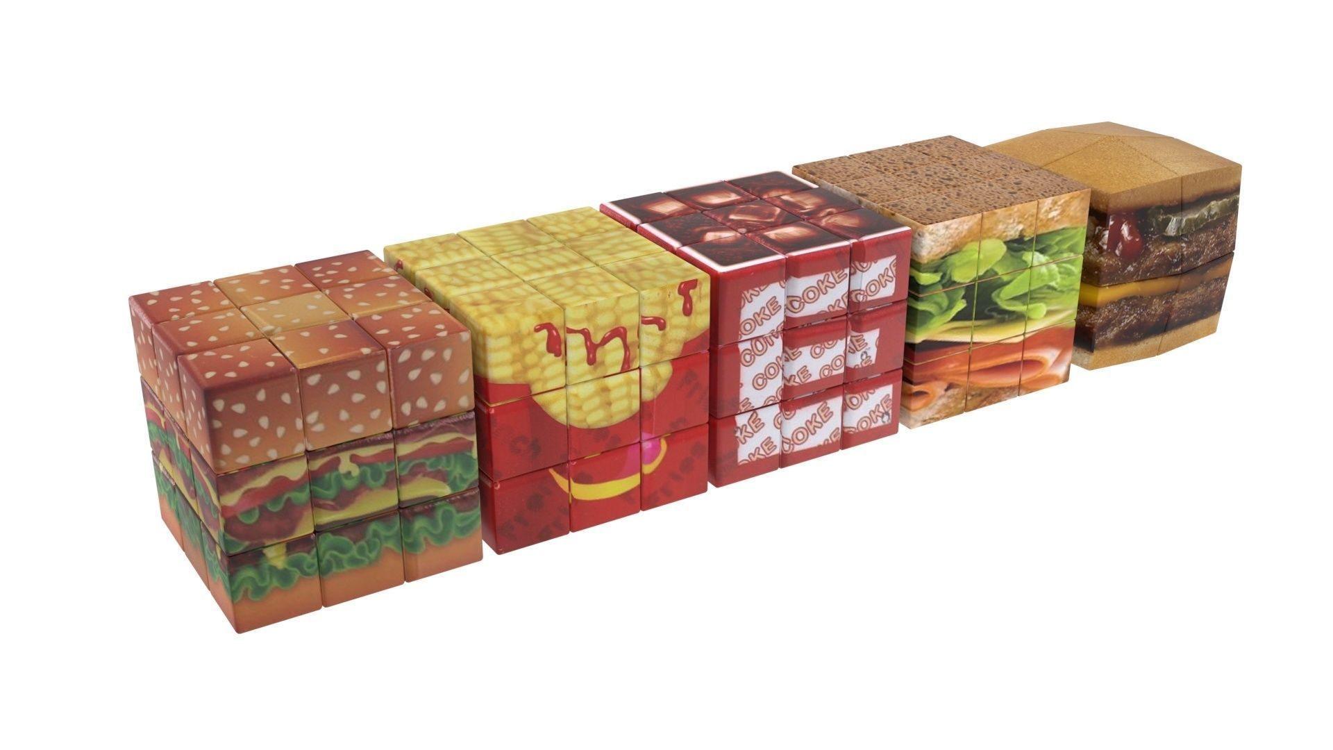 Fast Food Rubiks Cubes Set 3D model | CGTrader