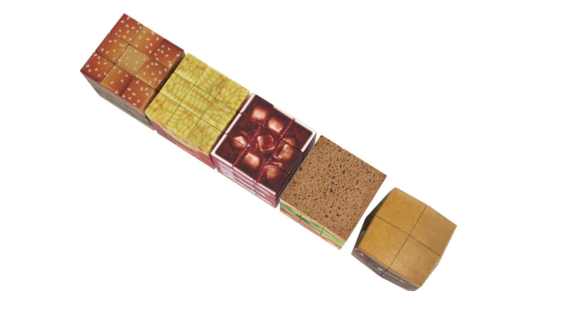 Fast Food Rubiks Cubes Set 3D model | CGTrader