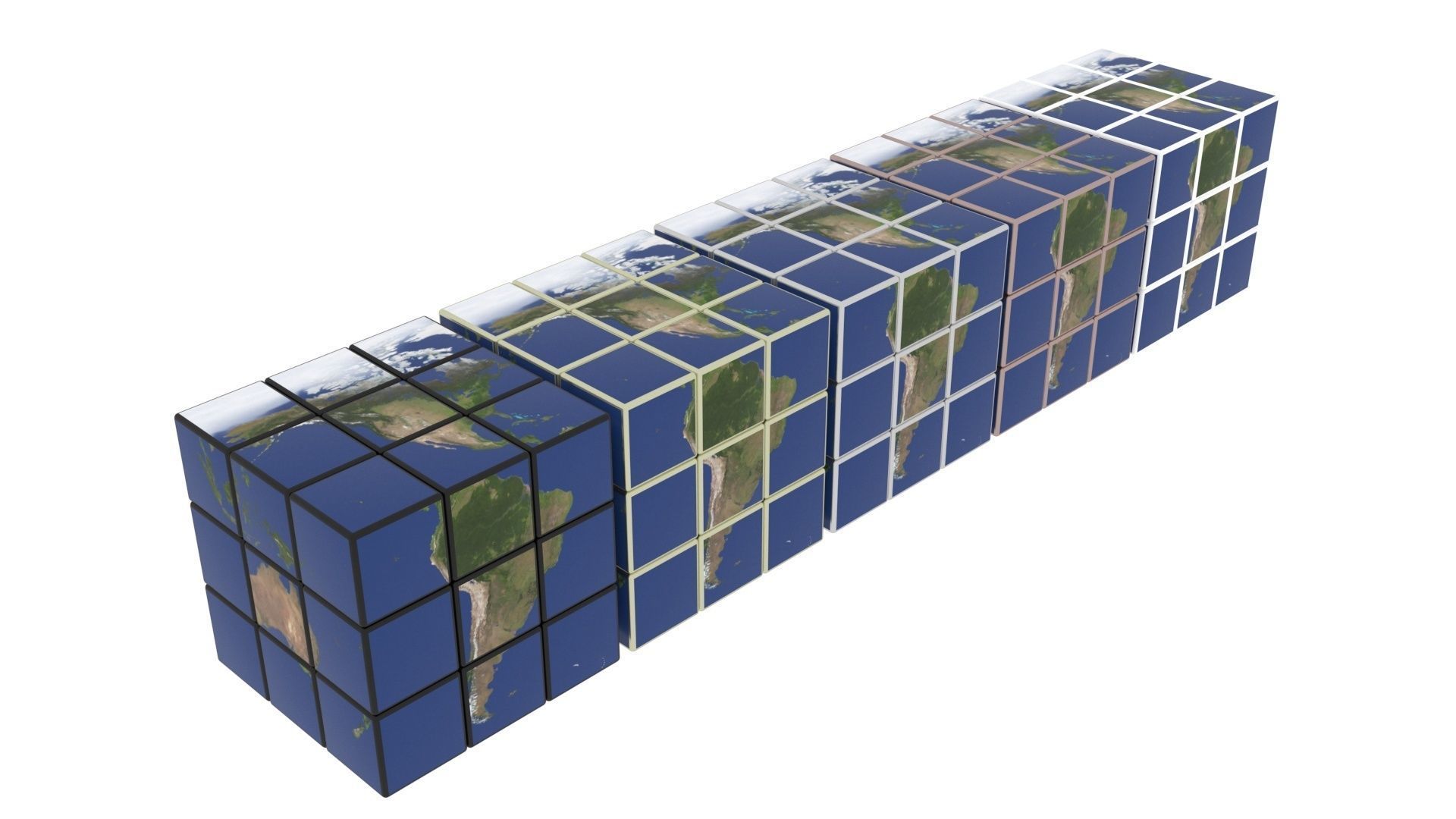 World Map Rubiks Cubes Set 3D model | CGTrader