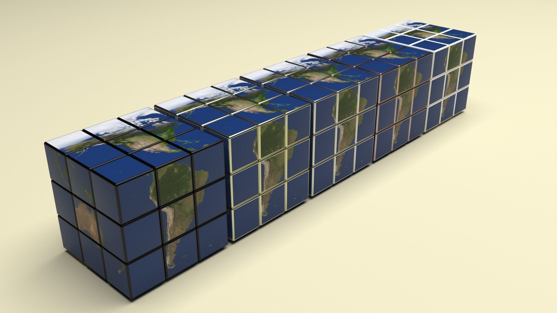 World Map Rubiks Cubes Set 3D model | CGTrader