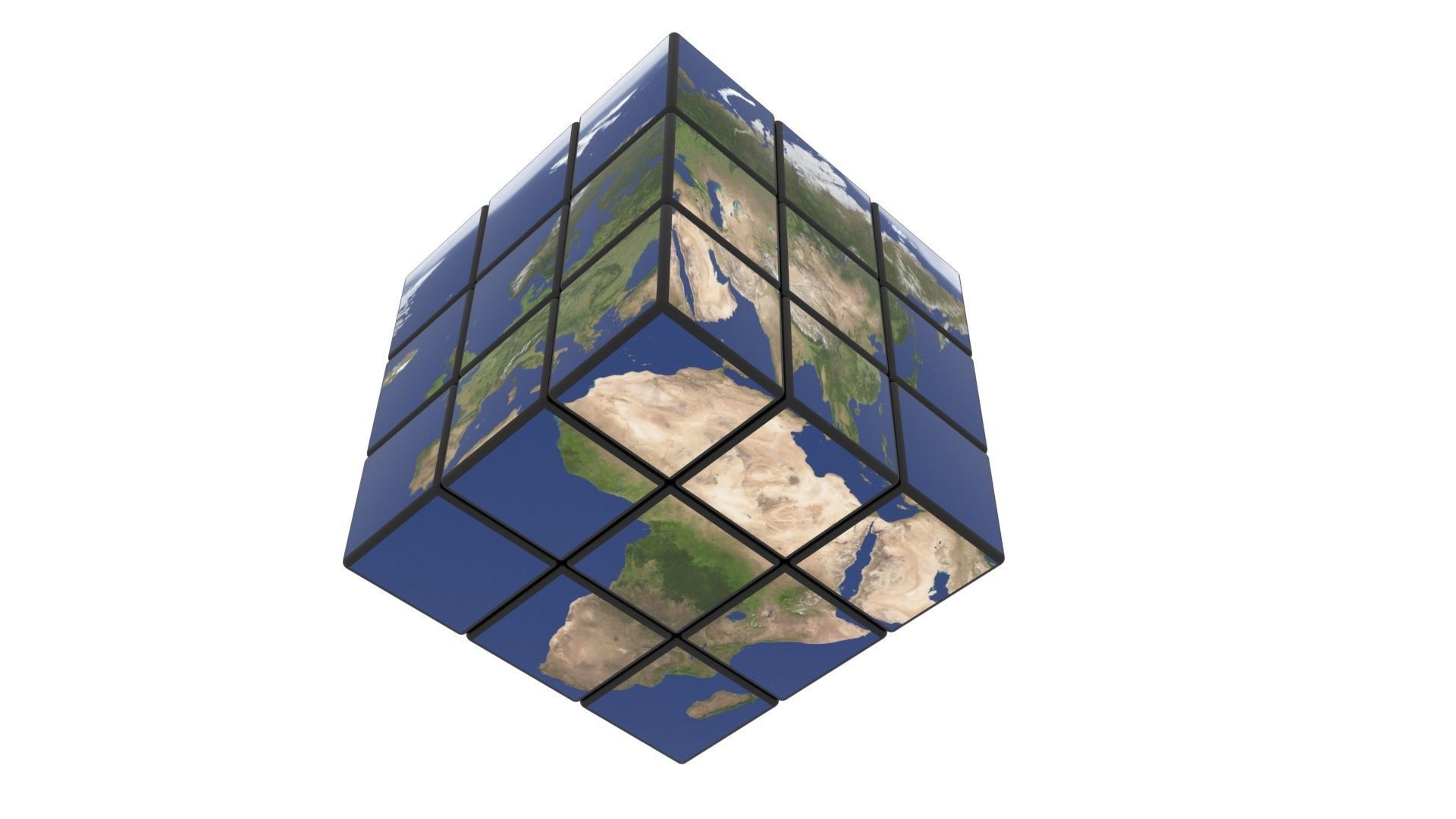 World Map Rubiks Cubes Set 3D model | CGTrader