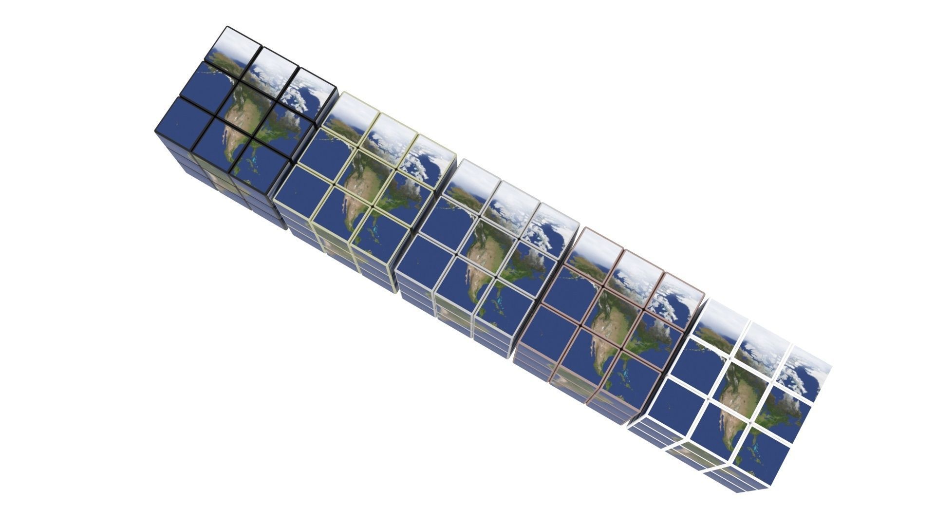World Map Rubiks Cubes Set 3D model | CGTrader